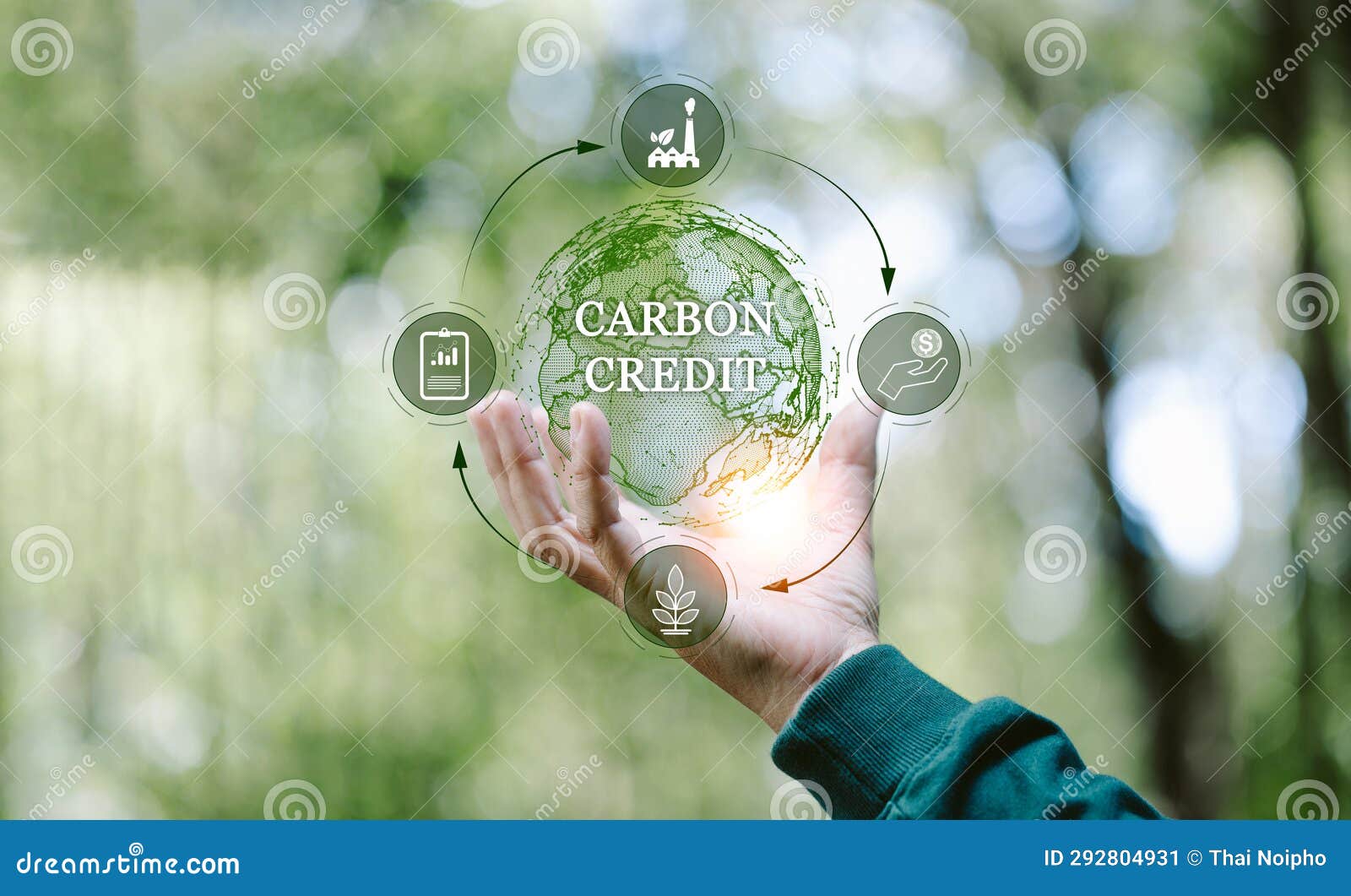 Hand Holding CO2 Reducing Icon with Virtual World for Decrease Carbon ...