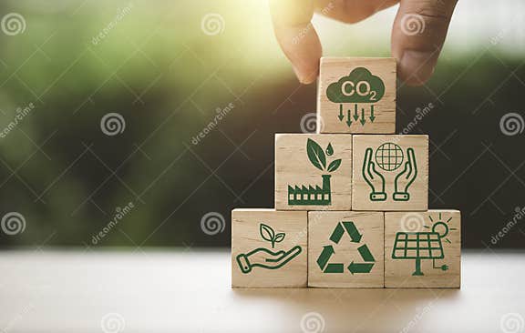 Hand Holding CO2 Reducing ,Recycle ,Green Factory Icon for Decrease CO2 ...