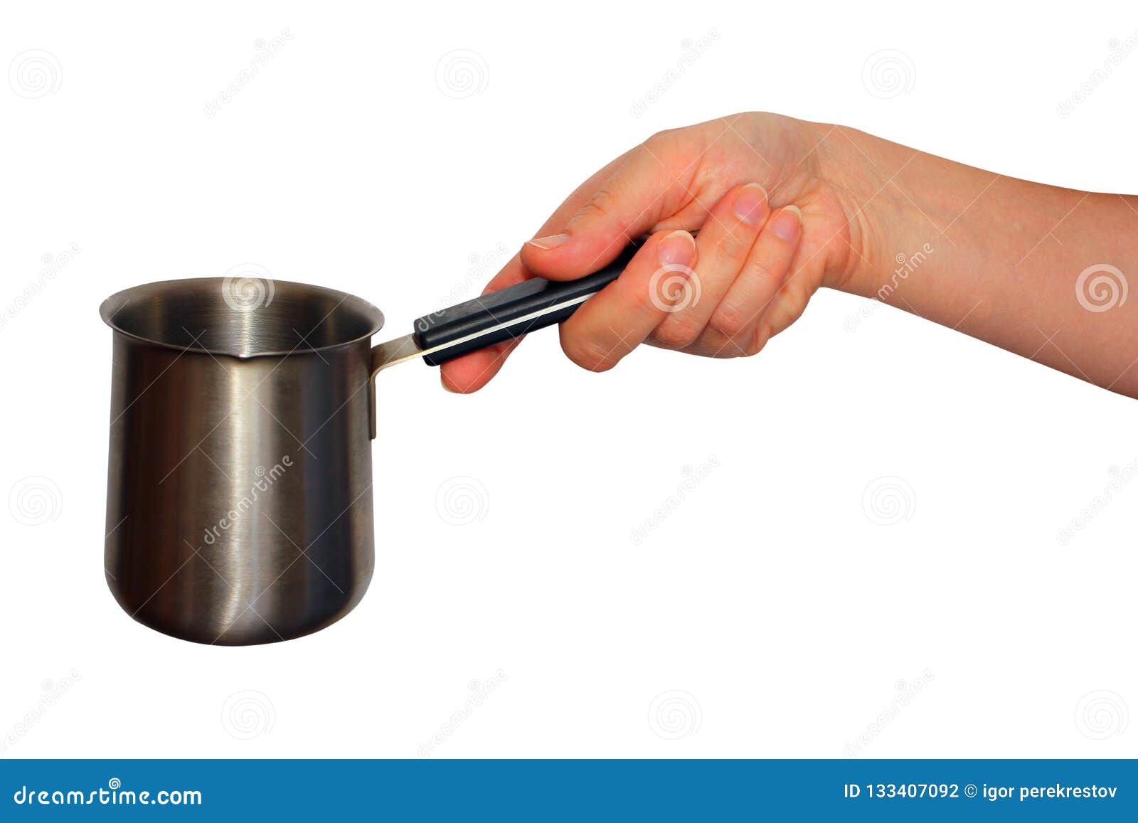 Hand Holding Coffee Pot Isolated on White Background Stock Photo ...