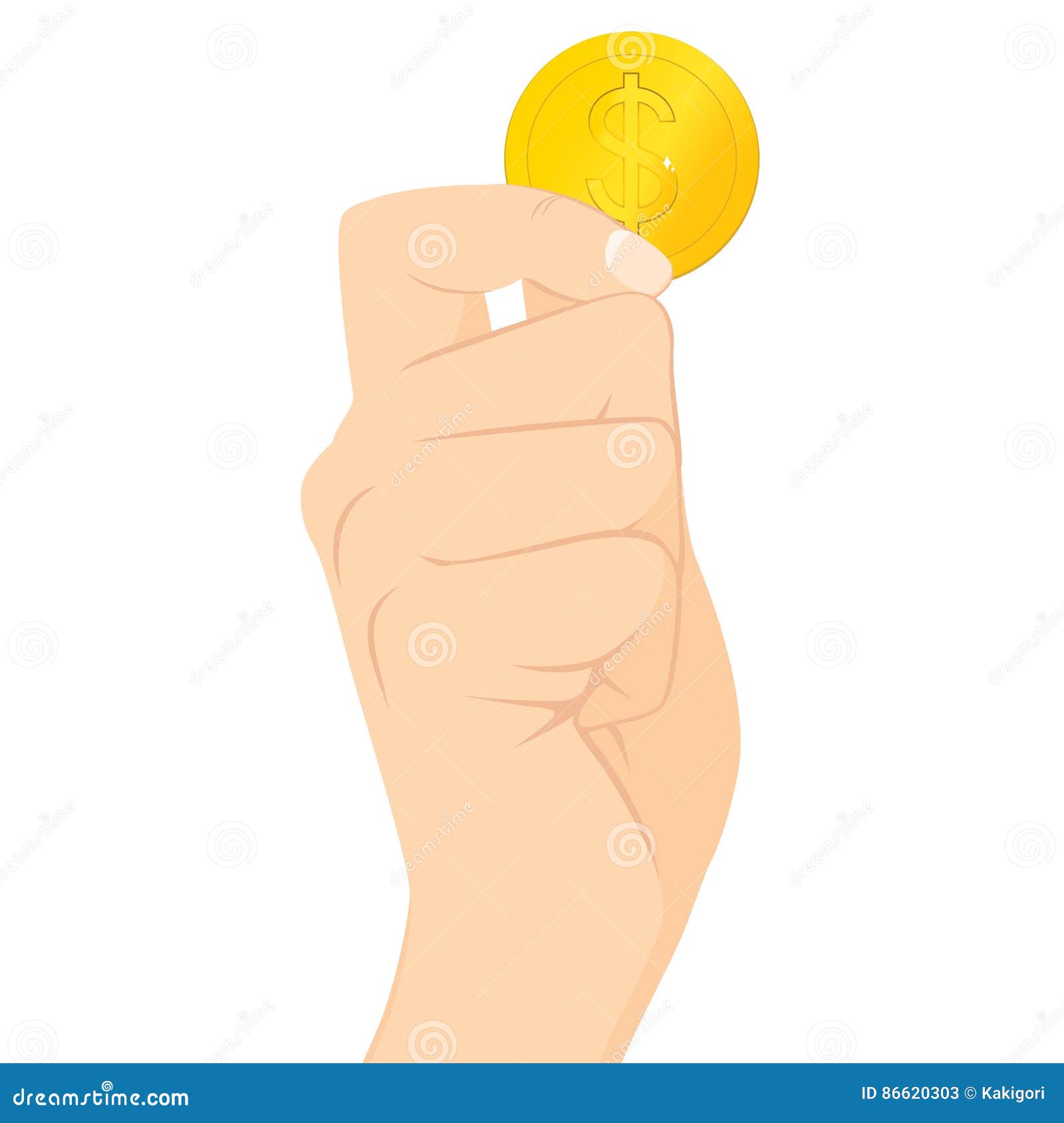Hand Holding Coin stock vector. Illustration of cash - 86620303