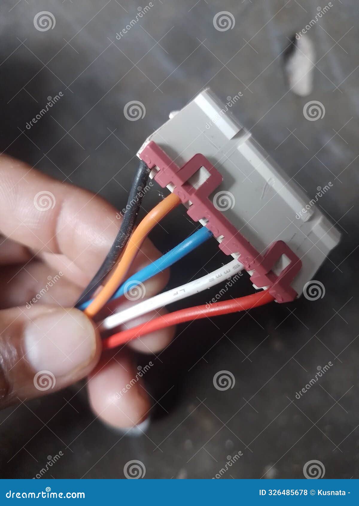 The Hand Holding the Colored Cable Skun Stock Photo - Image of holding ...