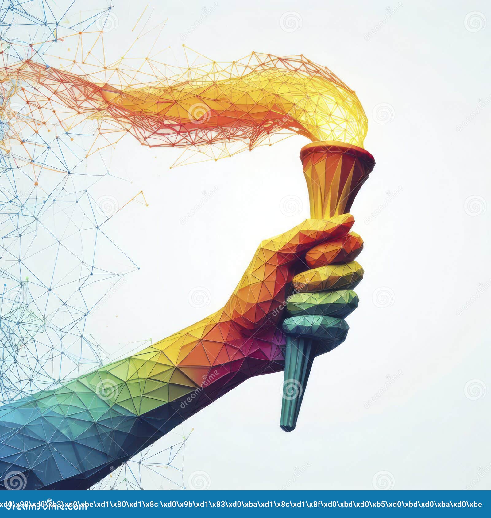 Hand Holding Colorful Olympic Torch Flame Form Lines Triangles ...