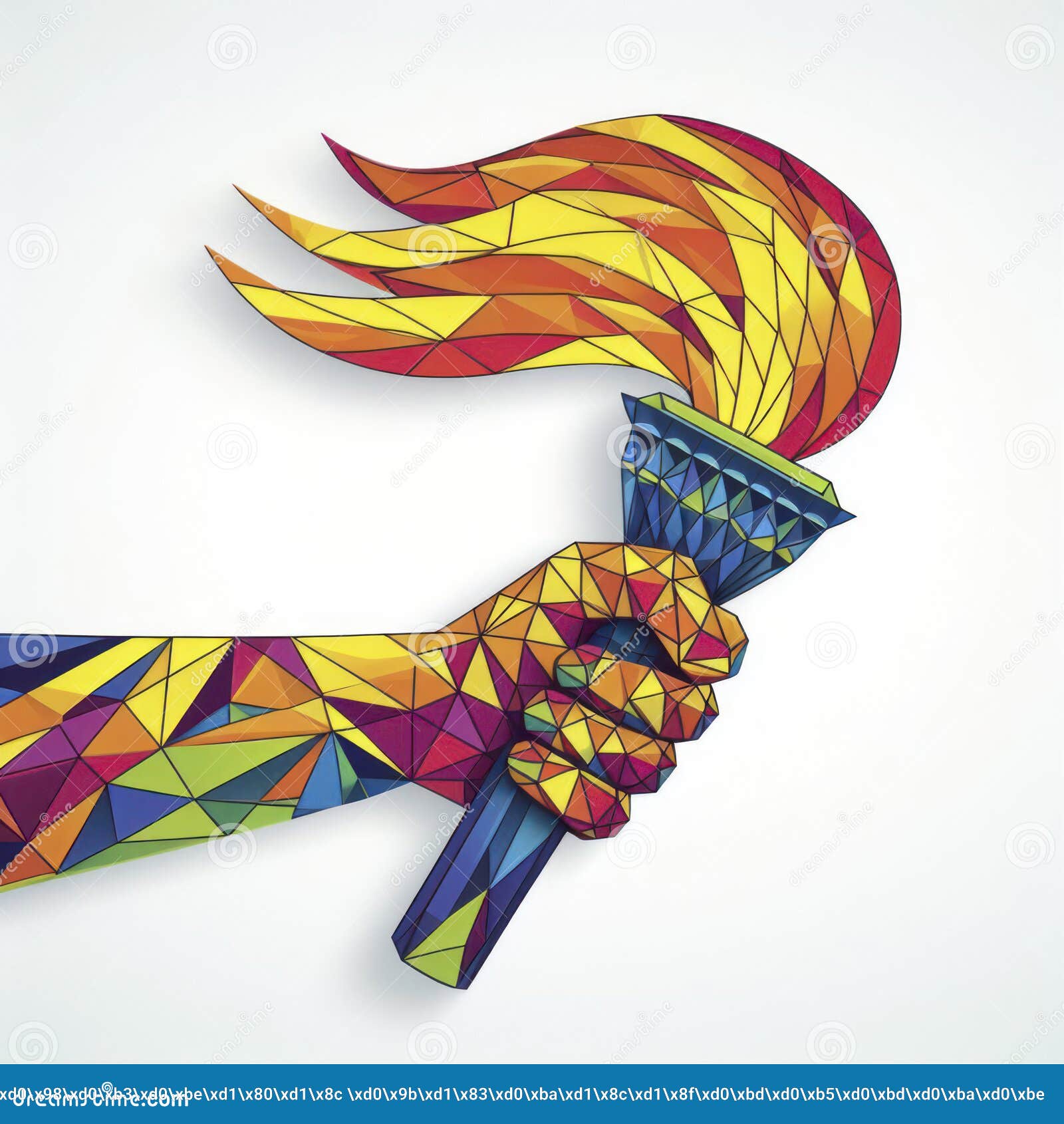 Hand Holding Colorful Olympic Torch Flame Form Lines Triangles ...