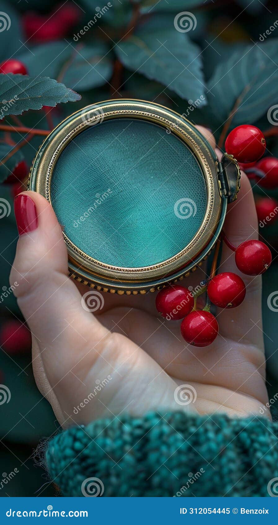 Hand Holding a Compact Mirror Stock Image - Image of generated ...