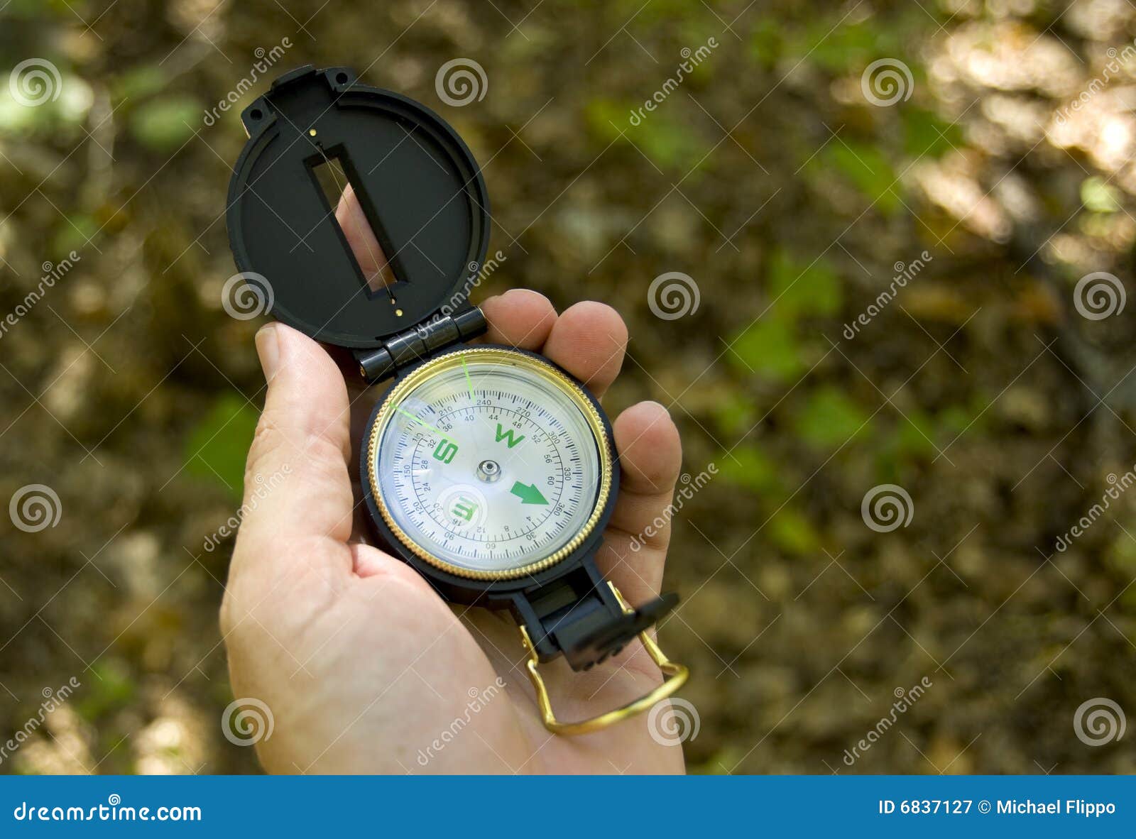 Hand holding a Compass stock image. Image of hand, thumb - 6837127