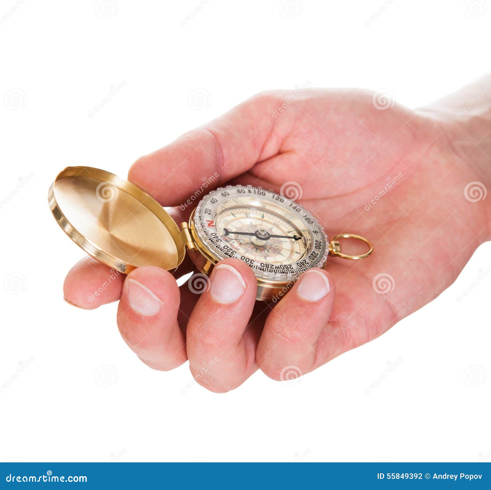 Hand Holding Compass stock photo. Image of isolated, copyspace - 55849392