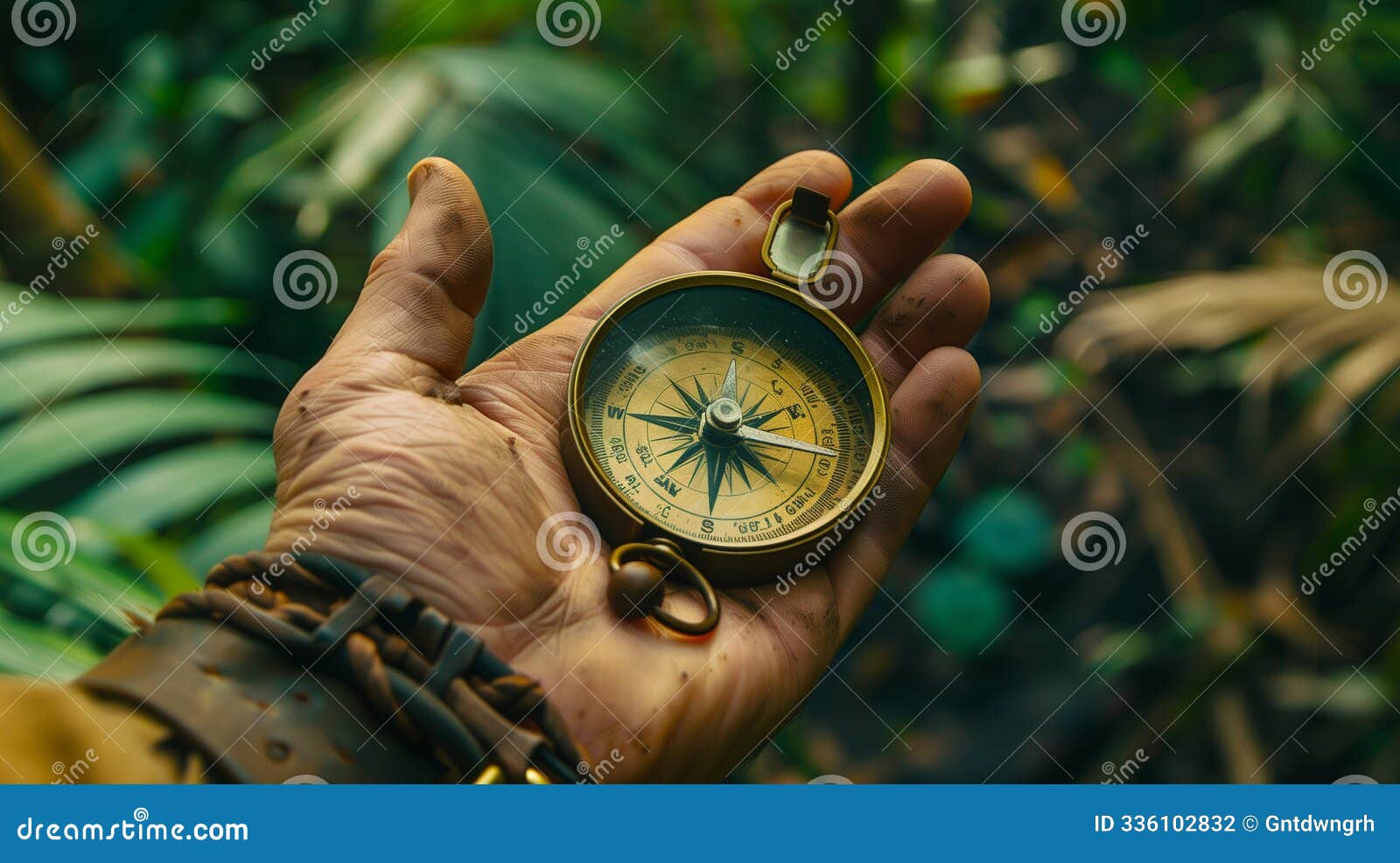 Hand Holding Compass in Forest, Pointing Towards a Direction in ...