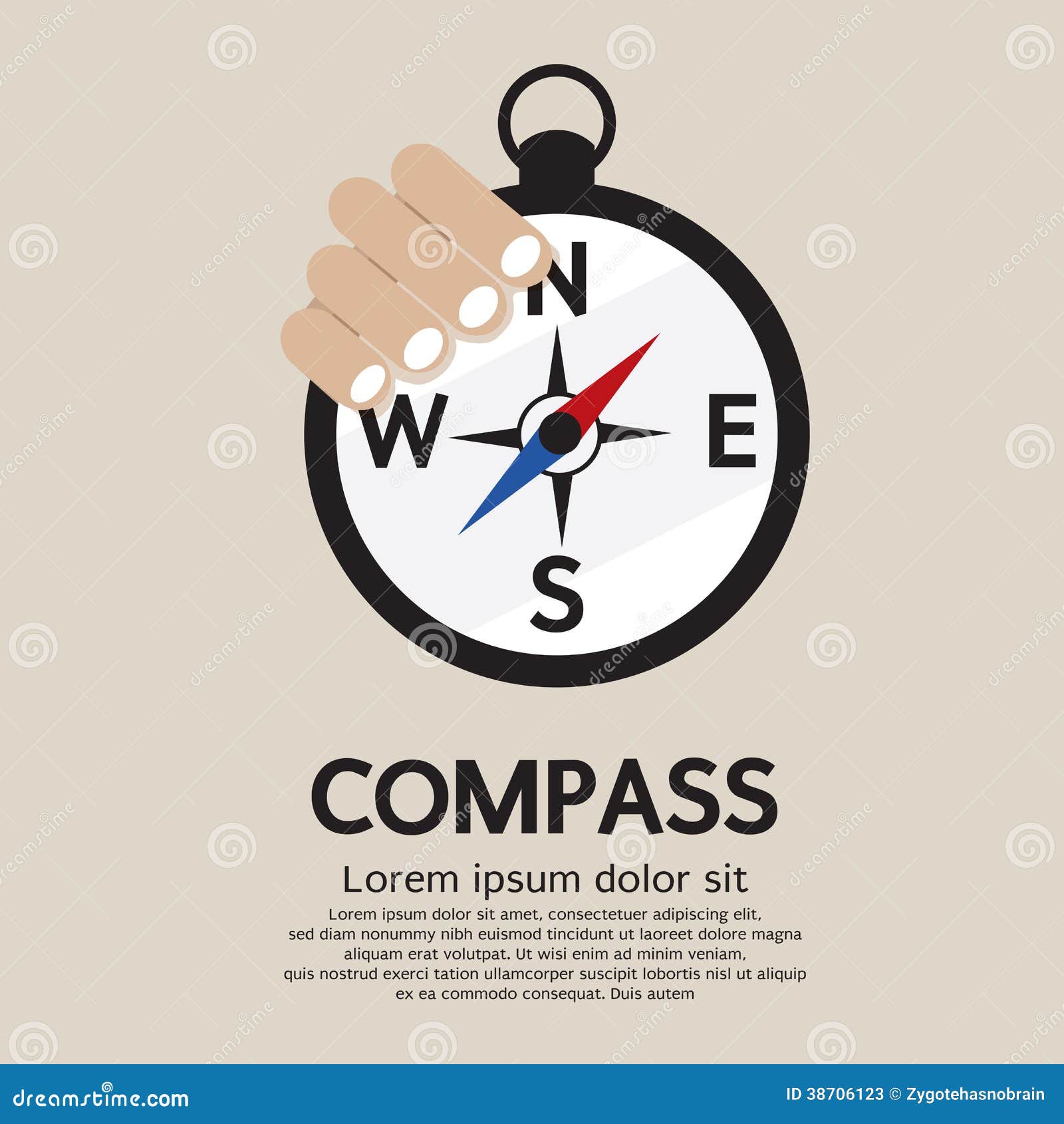 Hand Holding a Compass stock vector. Illustration of adventure - 38706123