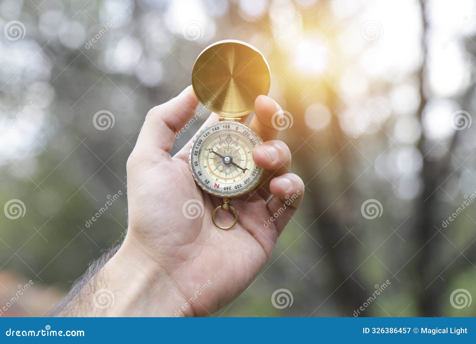 Hand Holding a Compass in Nature Stock Image - Image of lost, hand ...