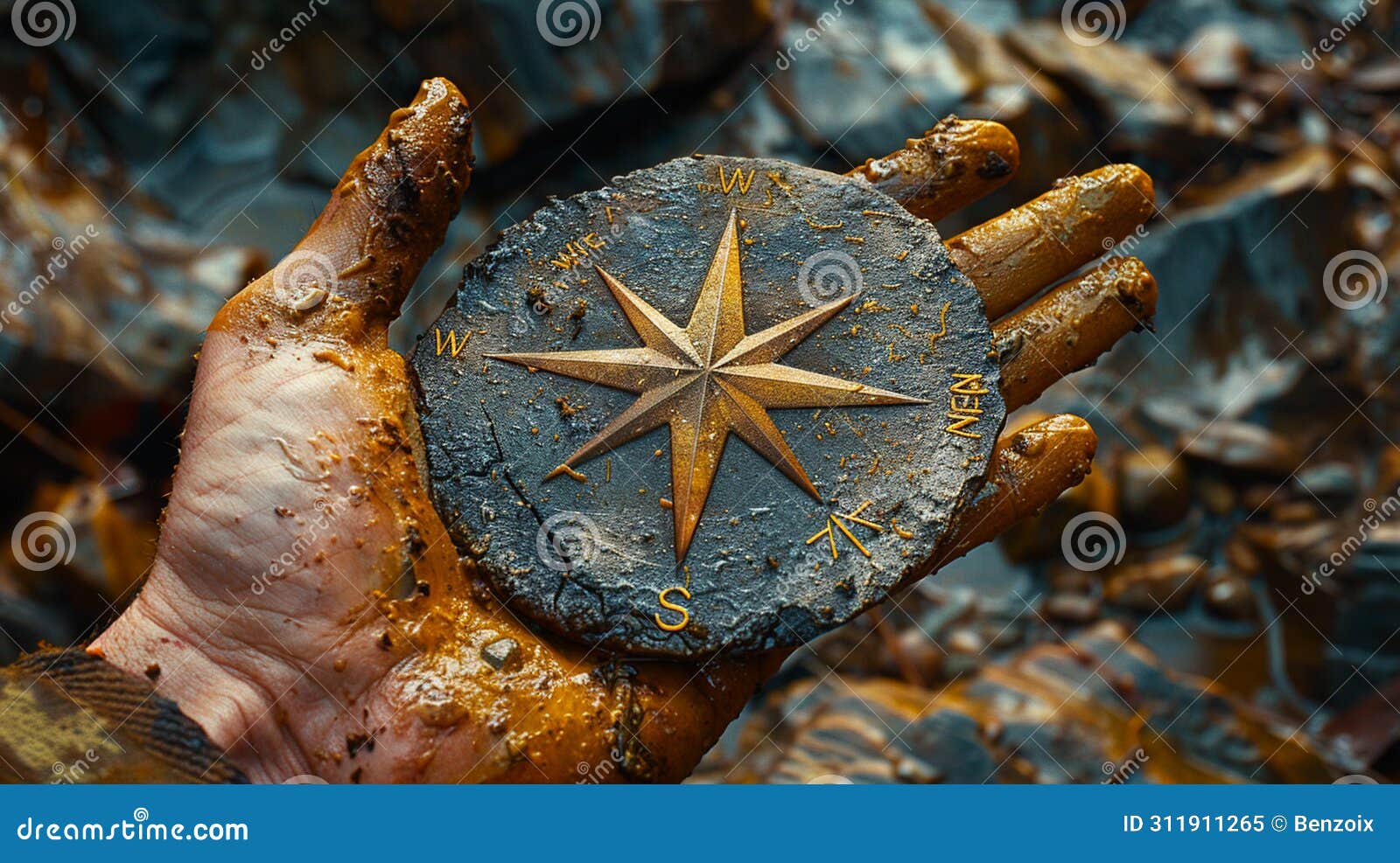 Hand Holding a Compass Rose Symbolizing Navigation Stock Image - Image ...