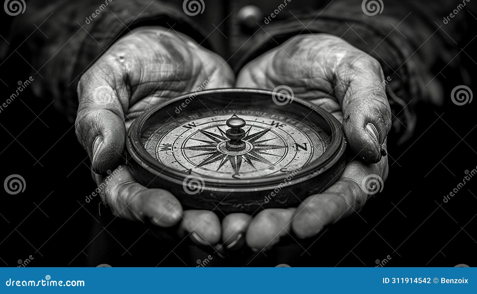 Hand Holding a Compass Rose Symbolizing Navigation Stock Photo - Image ...