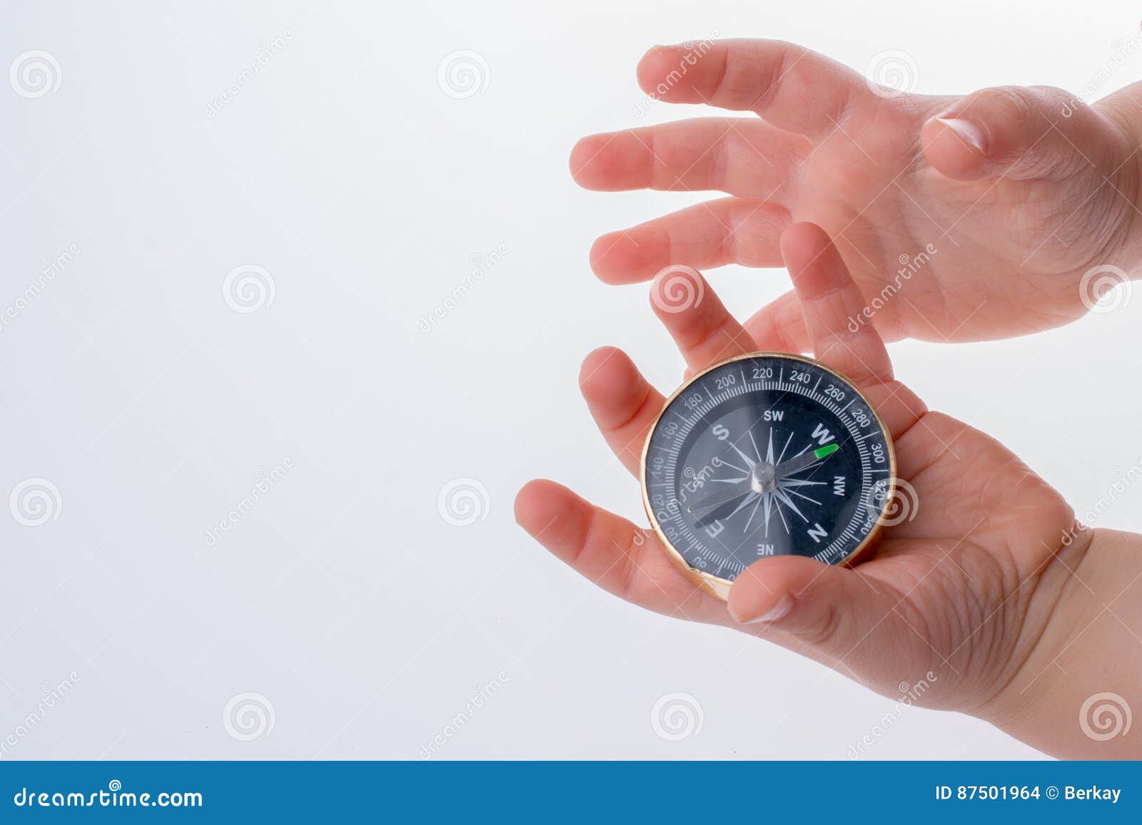 Hand Holding a Compass on White Background Stock Photo - Image of tool ...