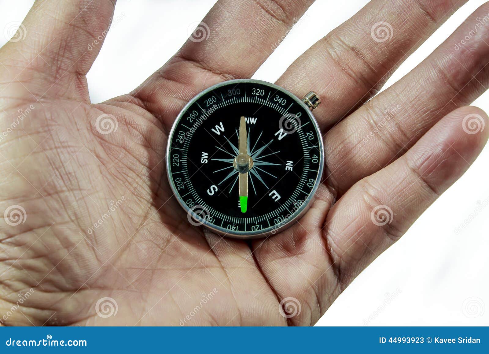 Hand Holding Compass on White Stock Image - Image of black, tool: 44993923