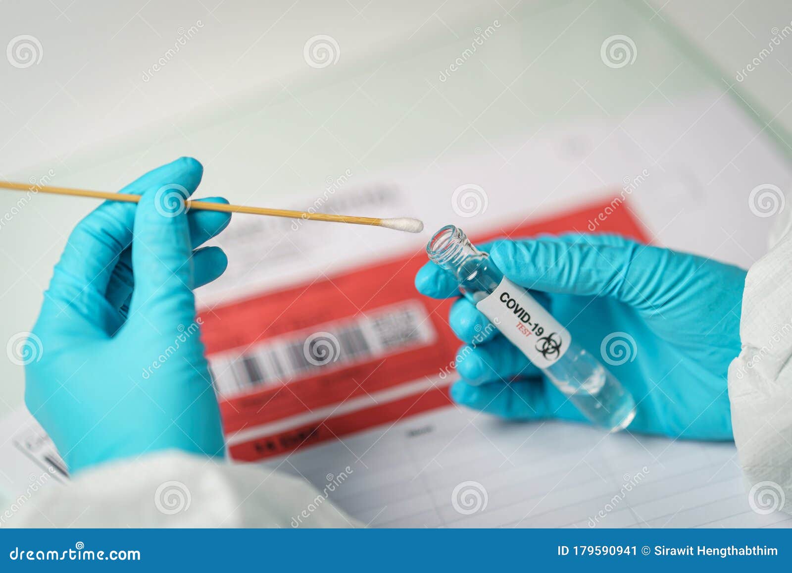 Hand Holding COVID-19 Swab Collection Kit, Specimen Sample Testing ...