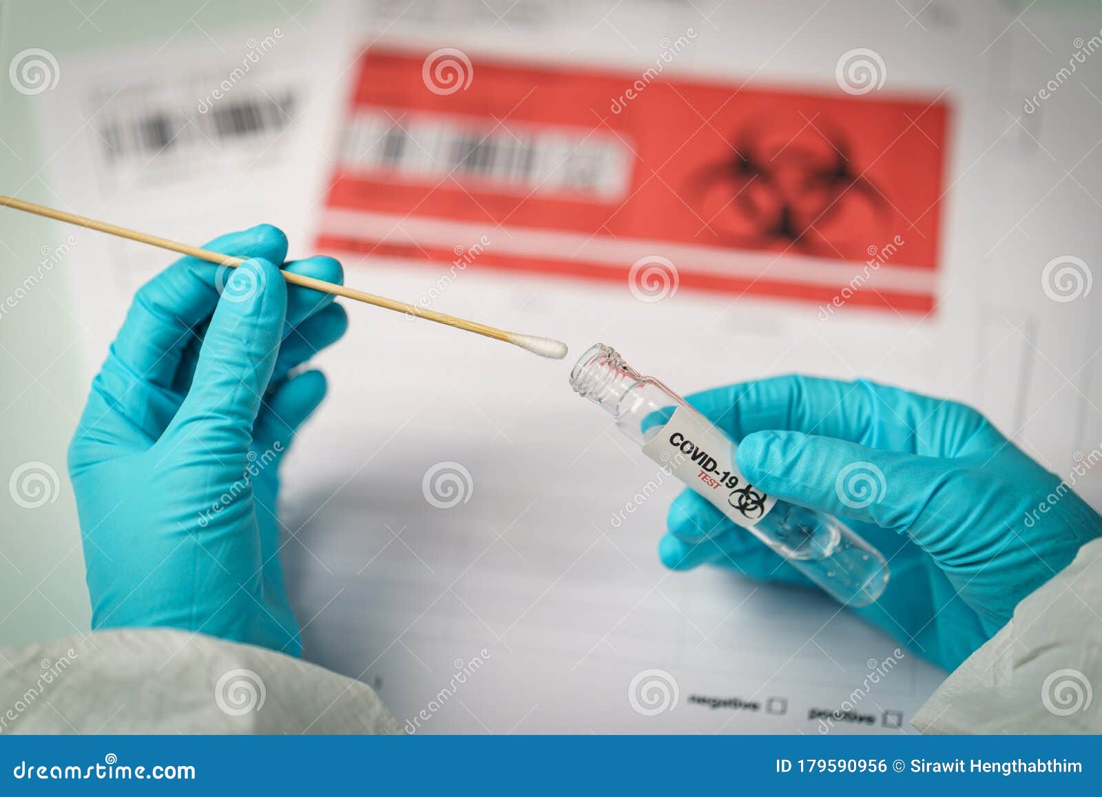 Hand Holding COVID-19 Swab Collection Kit, Specimen Sample Testing ...