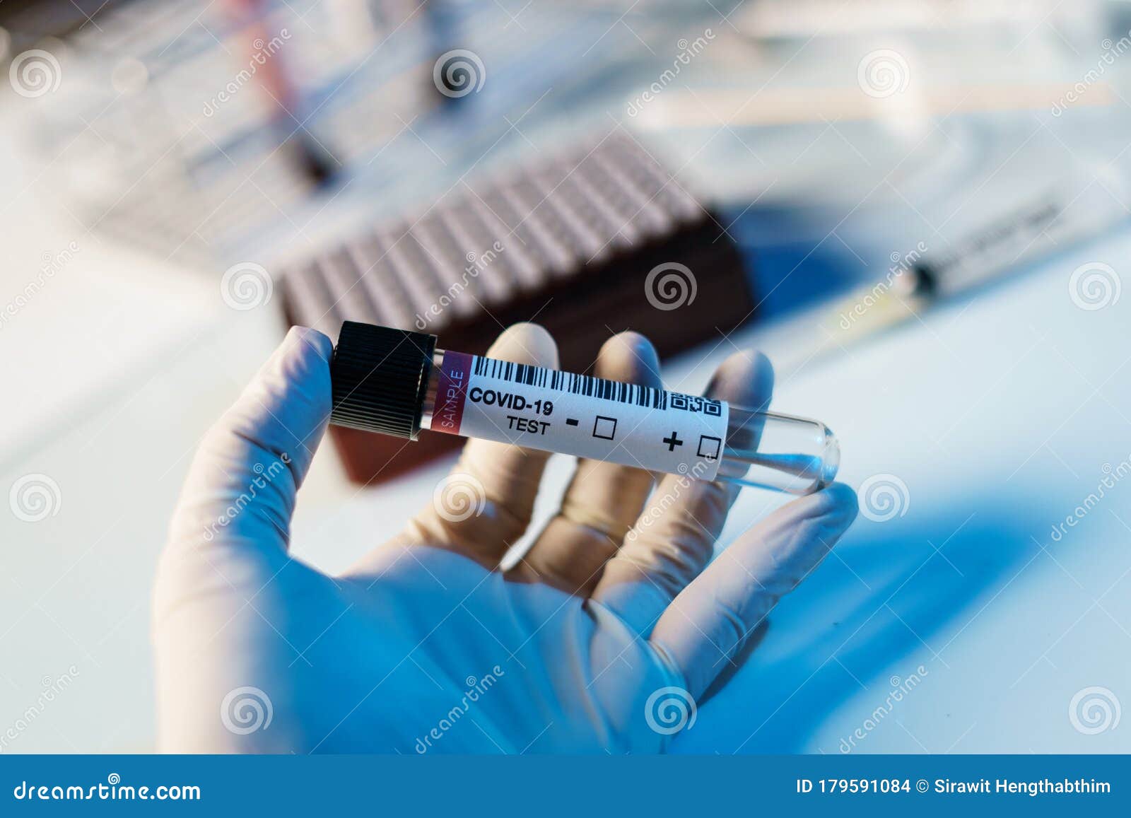 Hand Holding COVID-19 Swab Collection Kit, Specimen Sample Testing ...