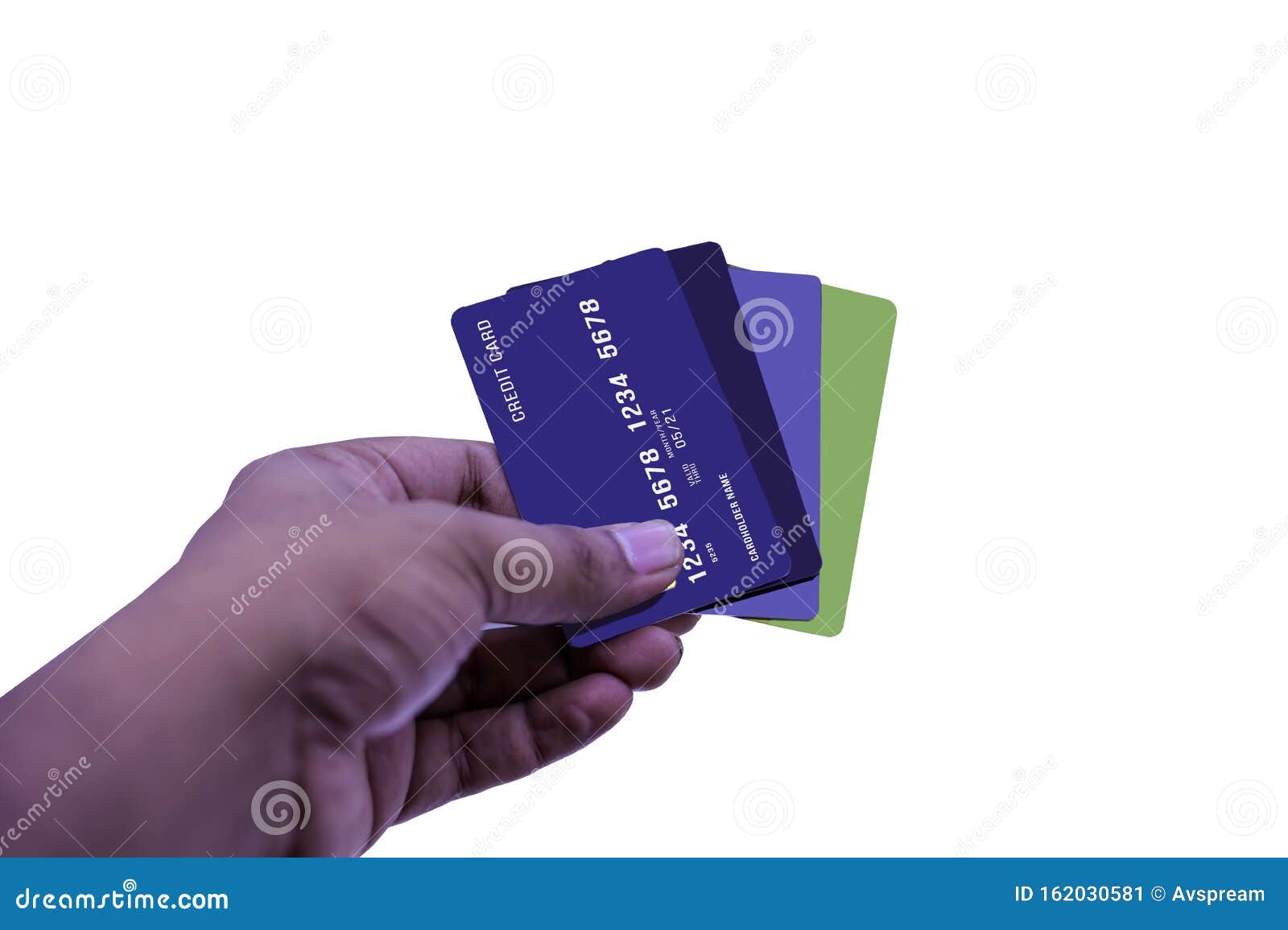 Hand Holding Credit and Debit Cards on the White Background Stock Image ...