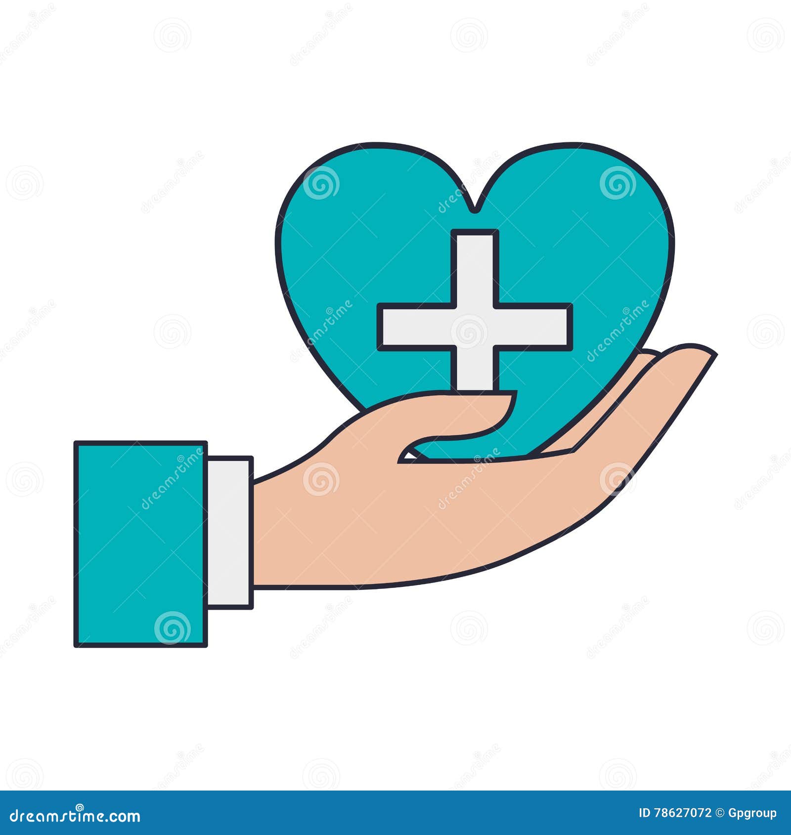 Hand Holding Cross in Heart Stock Vector - Illustration of hand, icon ...