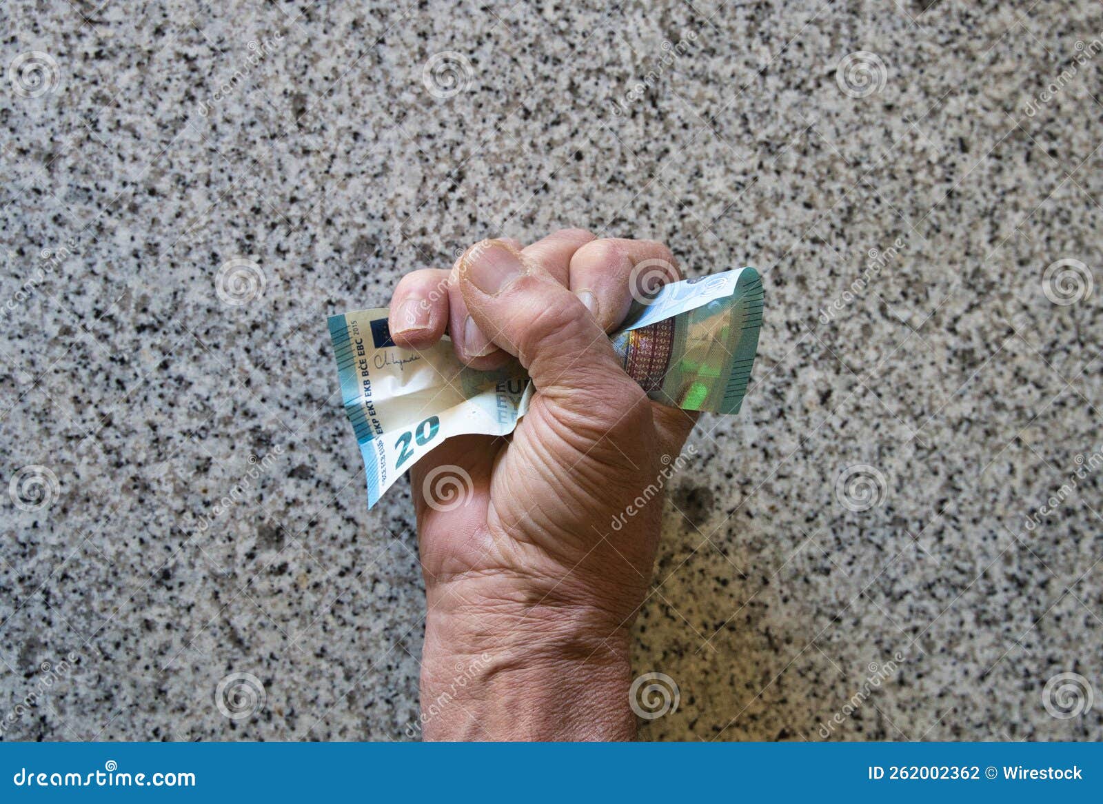 Hand Holding a Crumbled Euro Bill the Value of Money Stock Photo ...