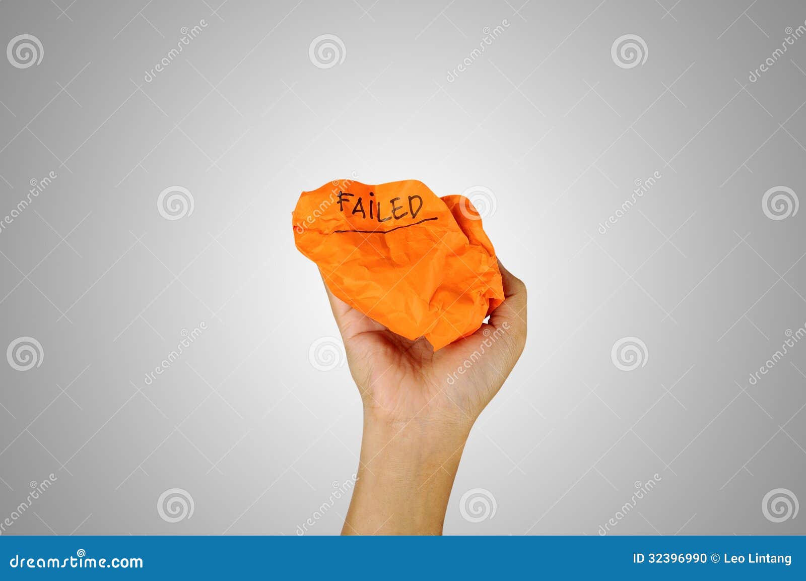 Hand Holding Crumpled Paper with Failed Writing Stock Photo - Image of ...