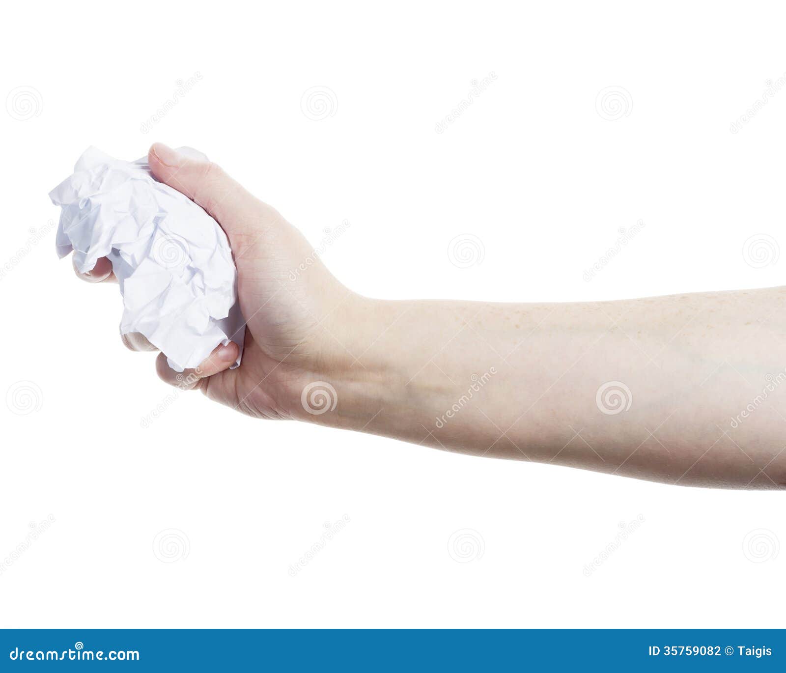 Hand Holding Crumpled Paper Stock Photo - Image of isolated, creativity ...