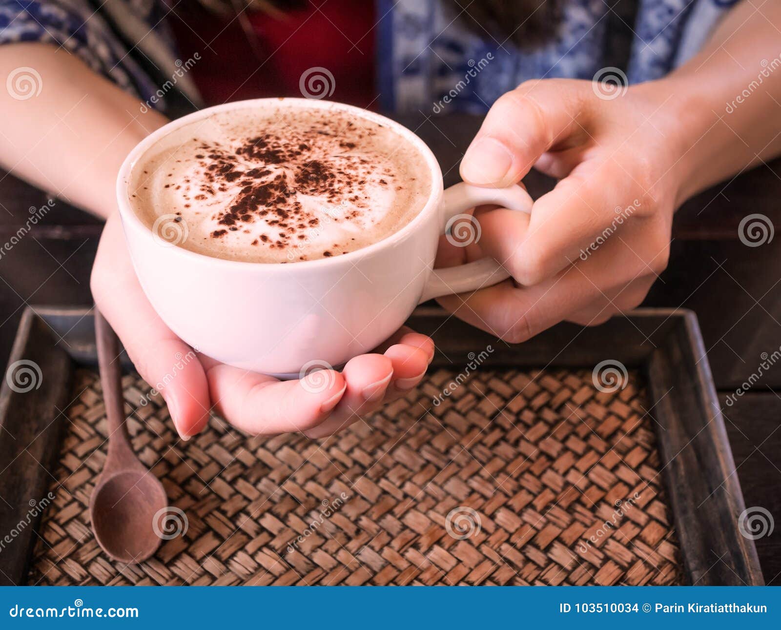 Hand Holding Cup of Hot Coffee in the Cafe Stock Photo - Image of close ...
