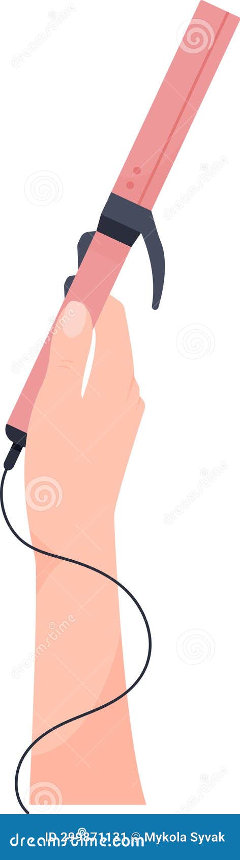 Hand Holding Curling Iron stock vector. Illustration of tool - 299871131
