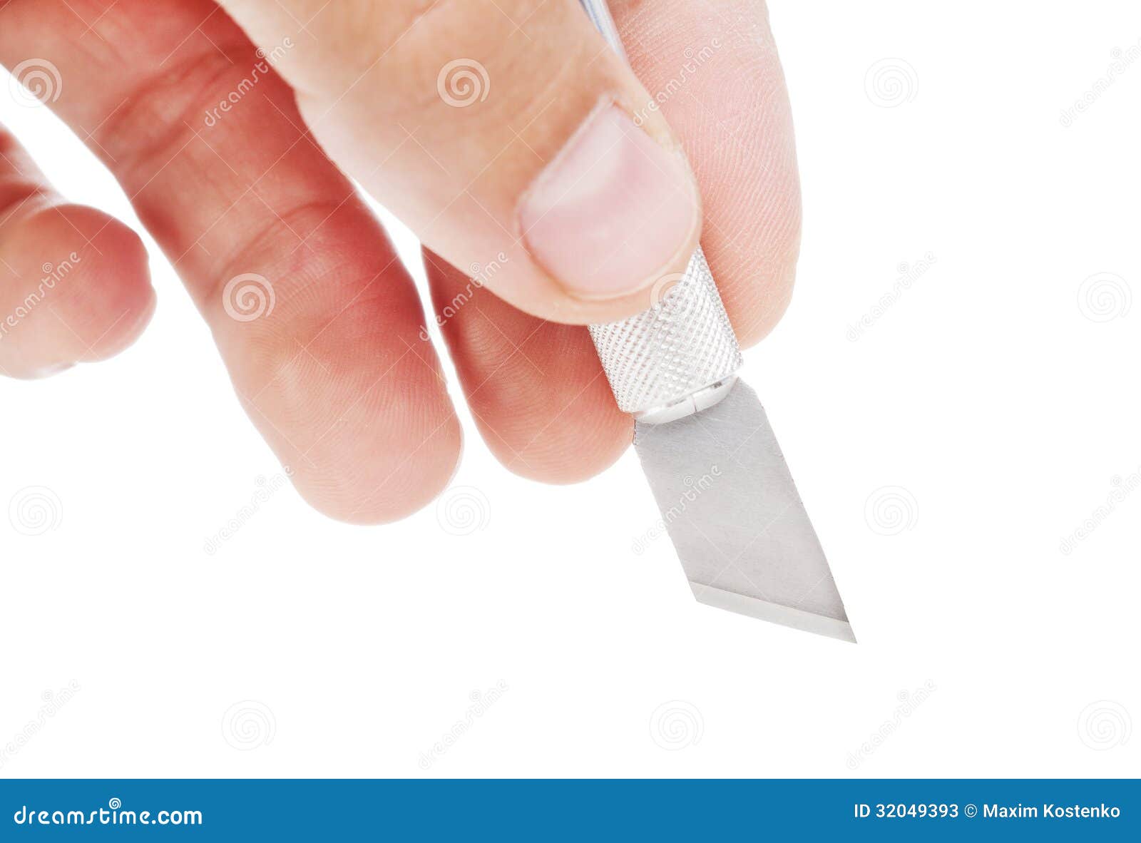Hand Holding a Cutter and Cutting Something Stock Image - Image of ...