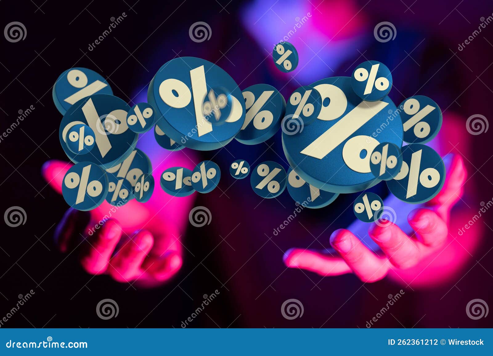 Hand Holding 3D Percent Signs in the Air Stock Illustration ...