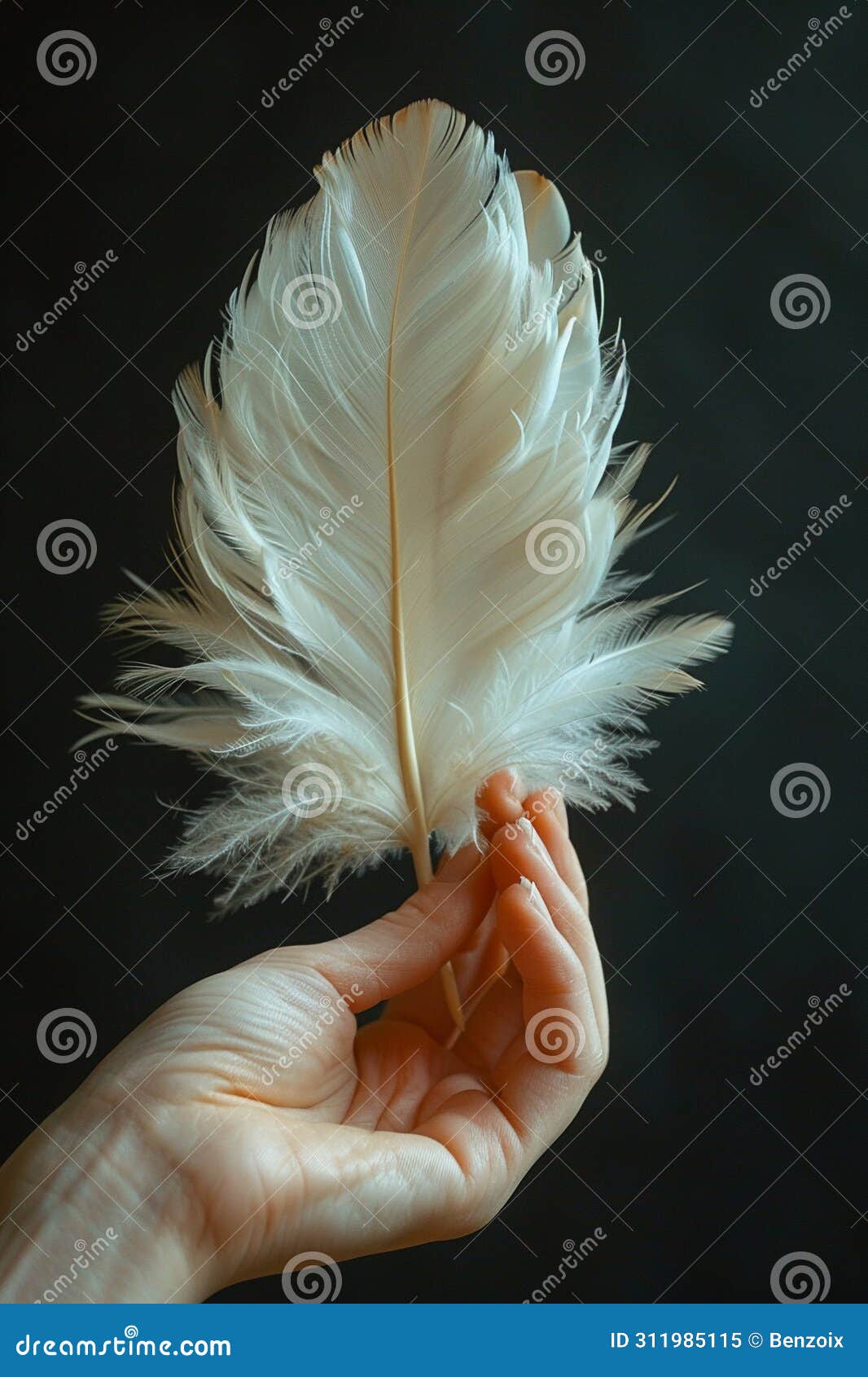 Hand Holding a Delicate Feather Depicting Lightness Stock Illustration ...