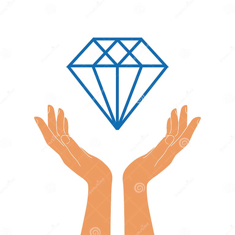 Hand holding diamond stock illustration. Illustration of diamond - 90341845