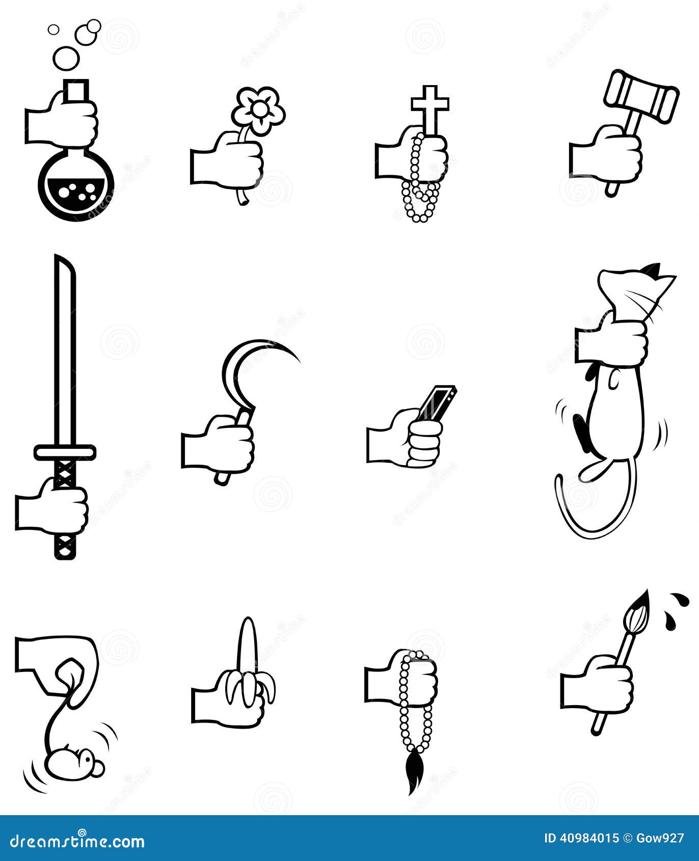 Hand Holding Different Things Icon Set Stock Vector - Illustration of ...