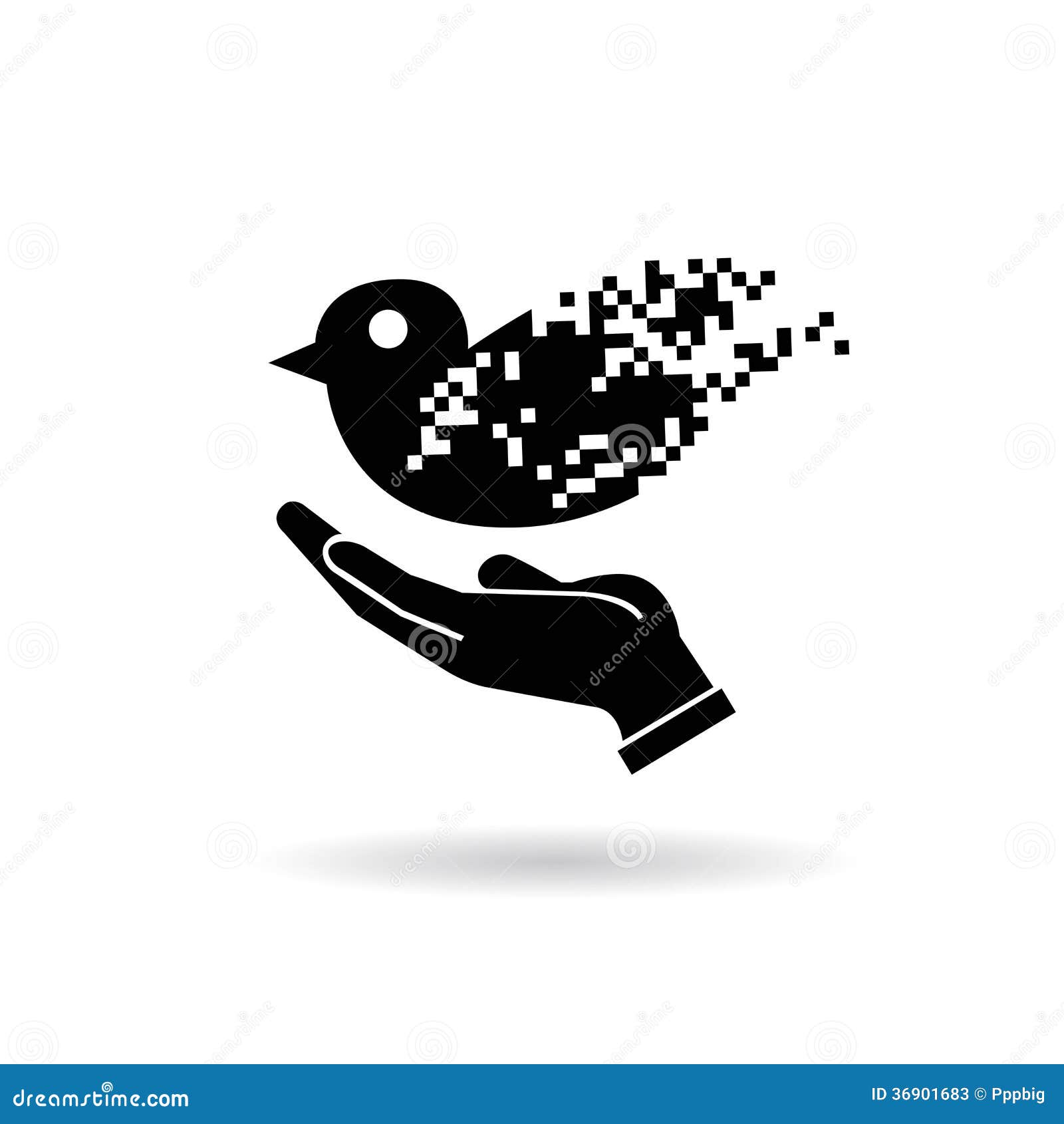 Hand holding digital bird stock illustration. Illustration of repose ...
