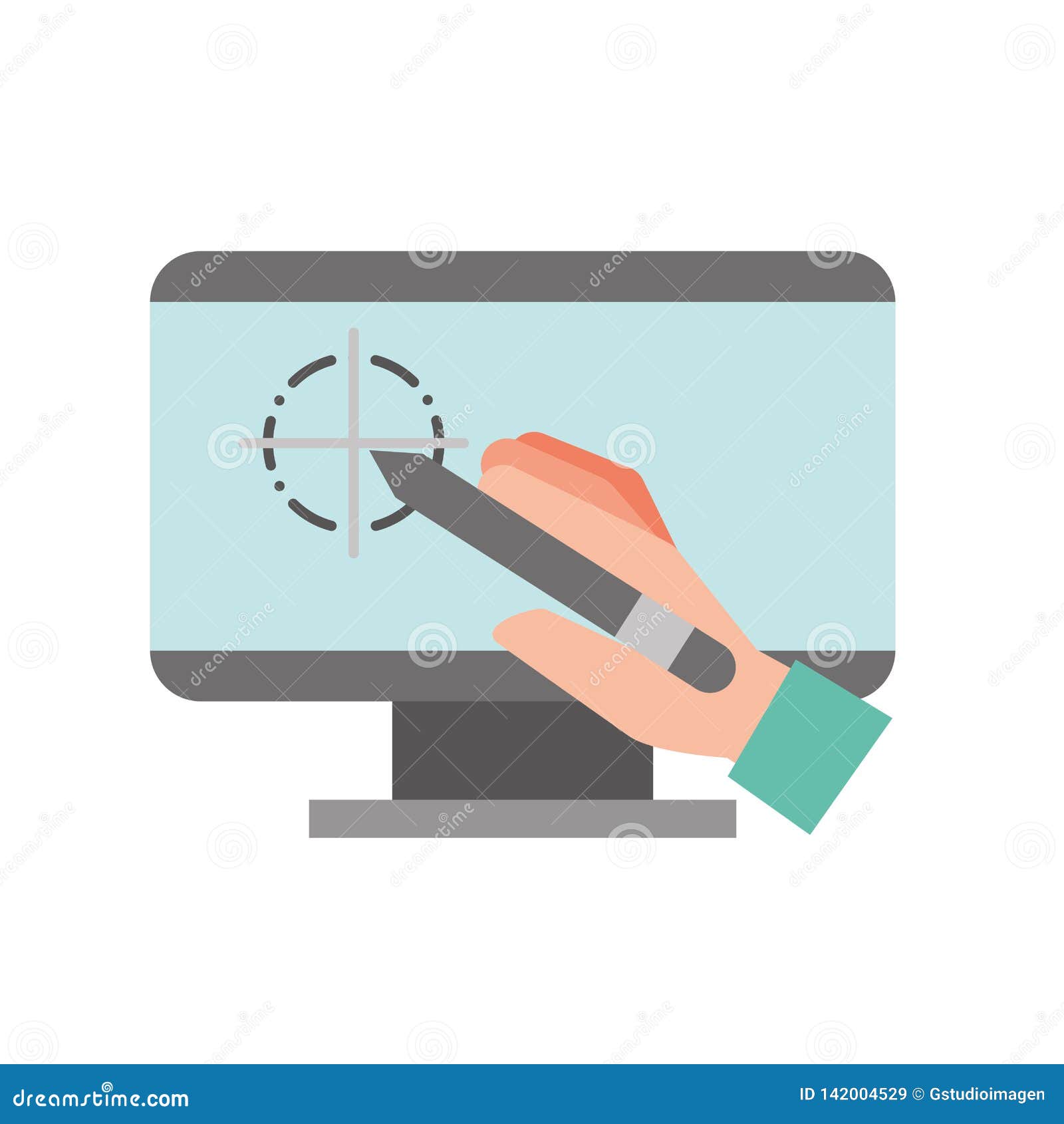 Hand Holding Digital Pen Computer Graphic Design Stock Vector ...