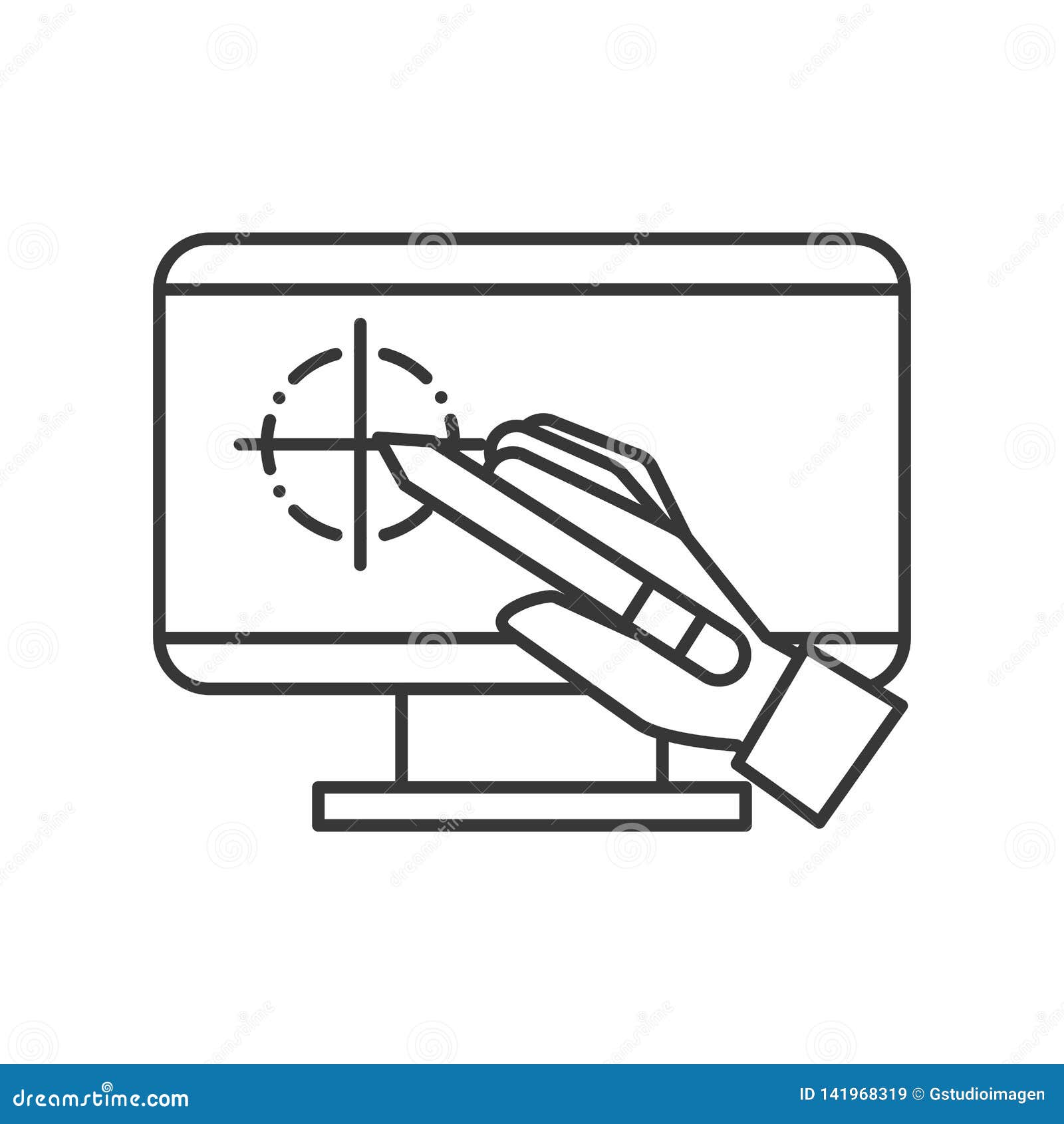 Hand Holding Digital Pen Computer Graphic Design Stock Vector ...