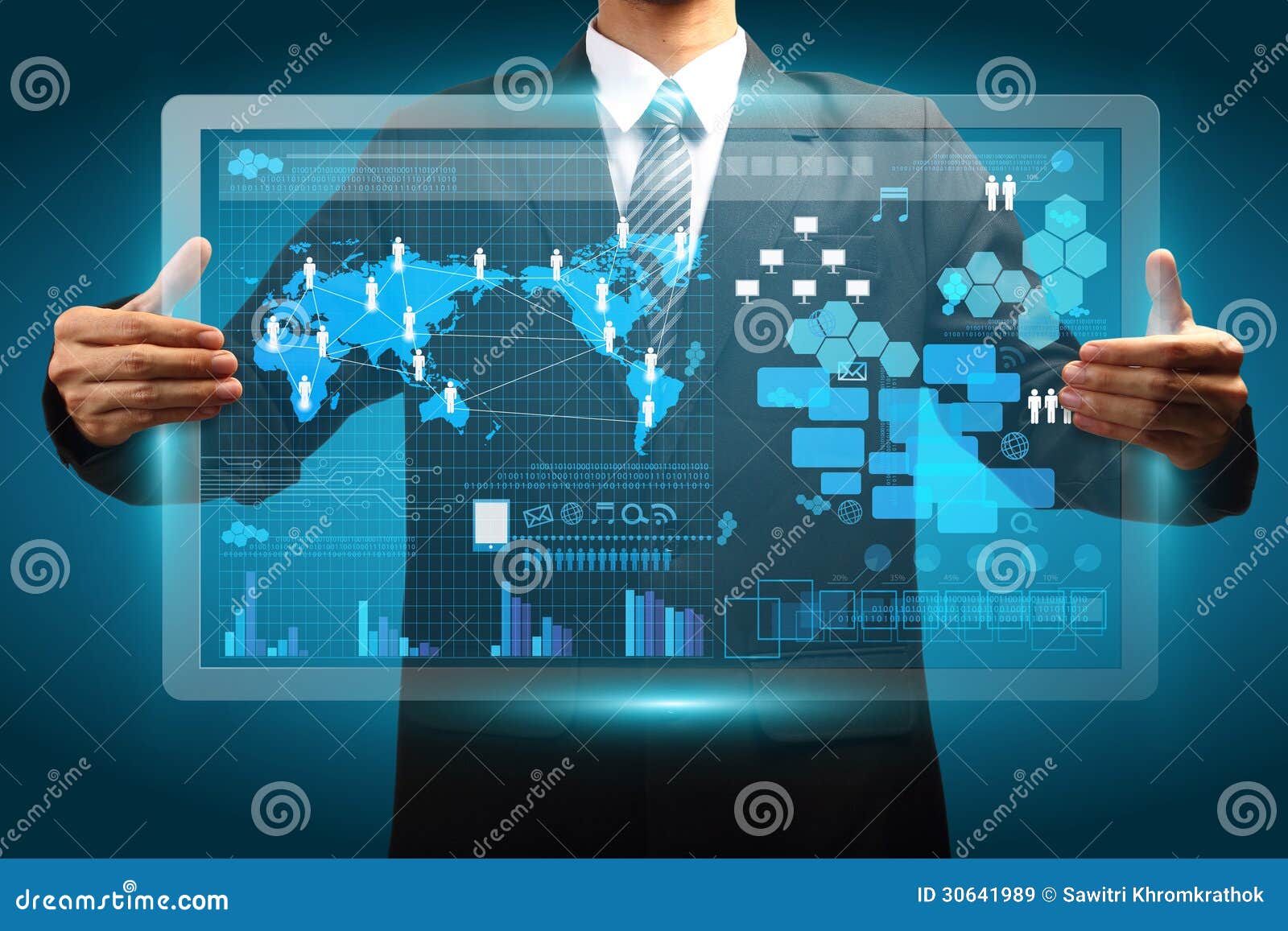 Hand Holding Digital Vurtual Screen Technology Business Concept Stock ...