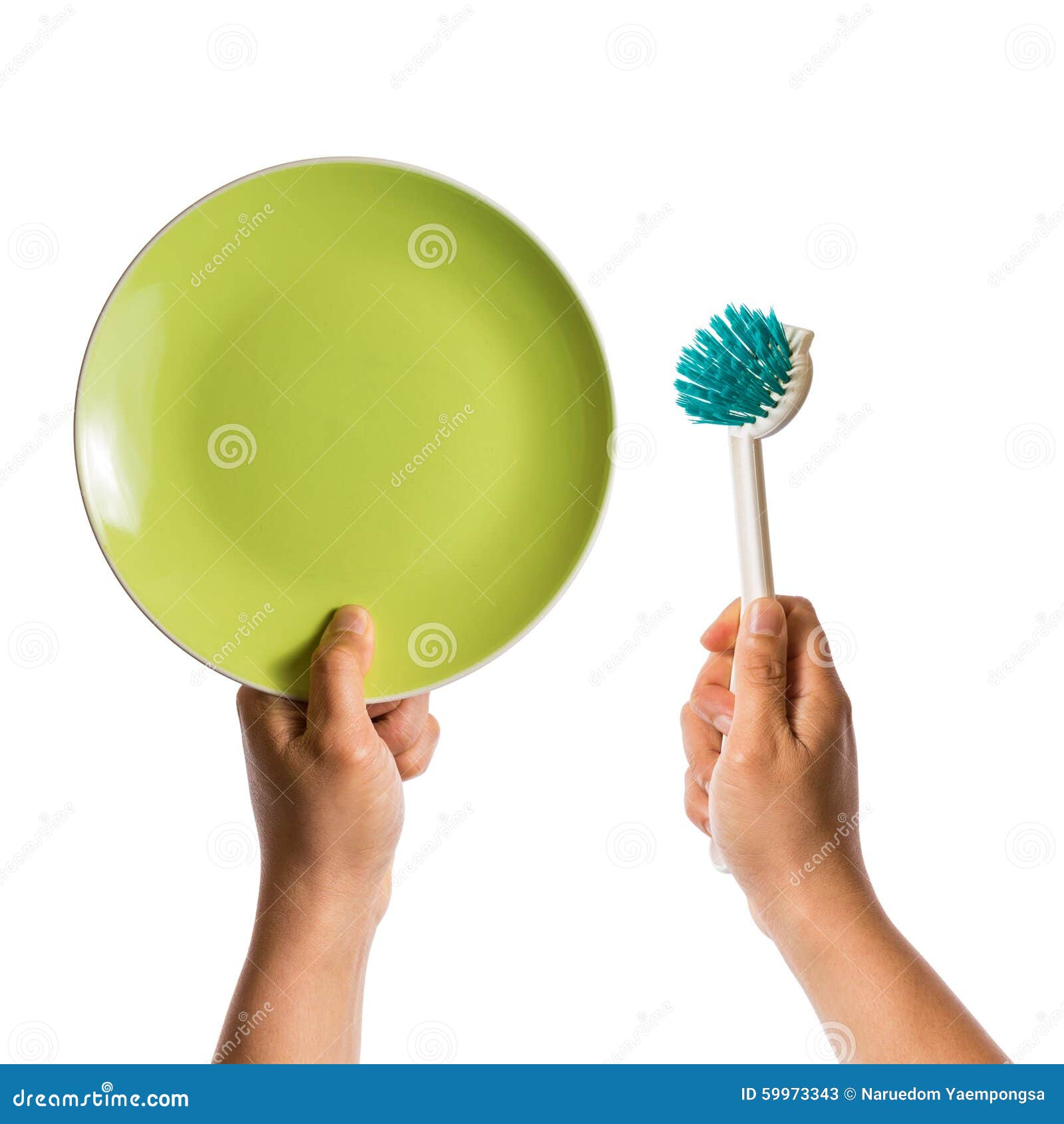 Hand Holding Dish Washing Brush and Dish Stock Image - Image of ...