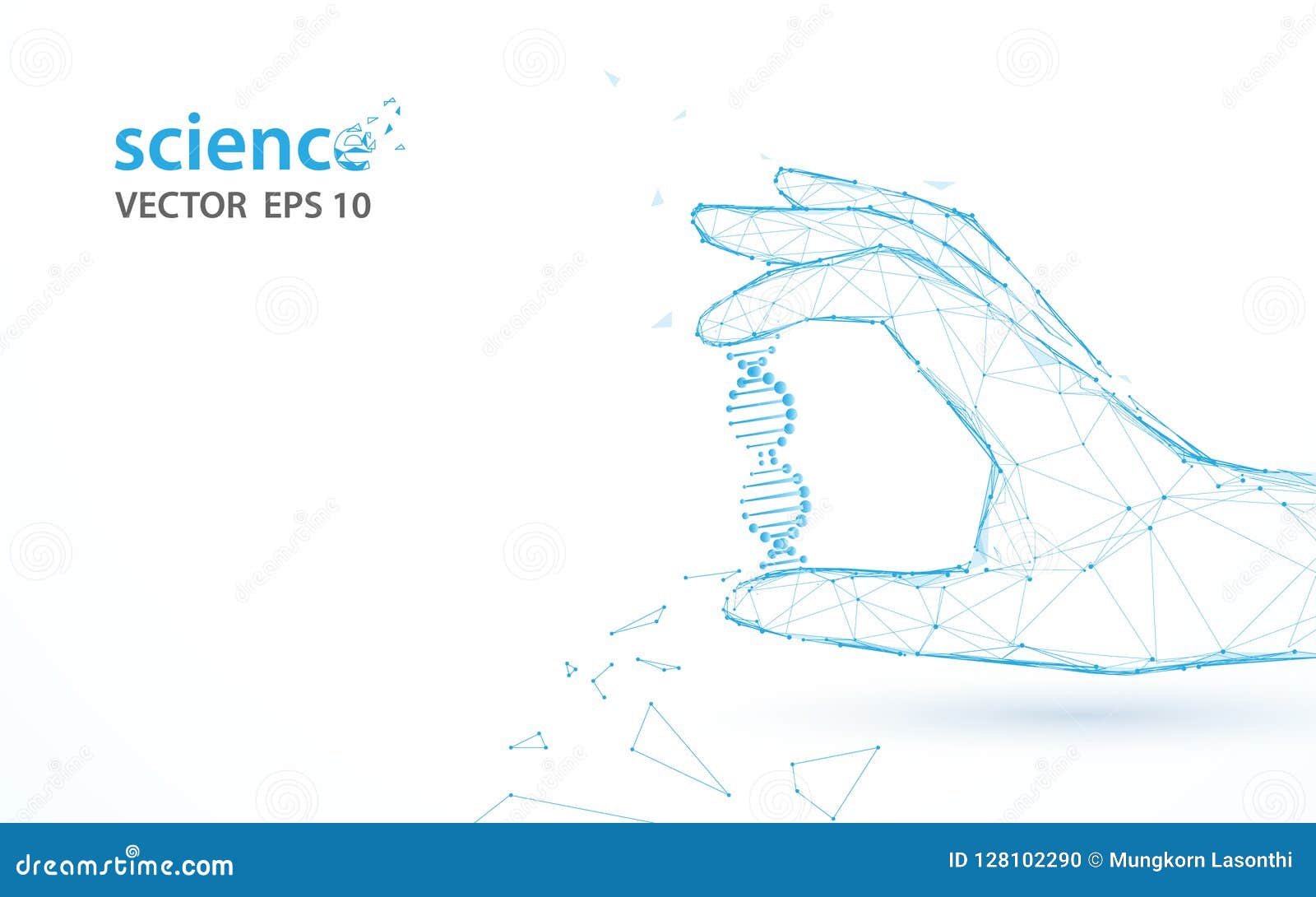 Hand Holding DNA Structure Form Lines, Triangles and Particle Style ...