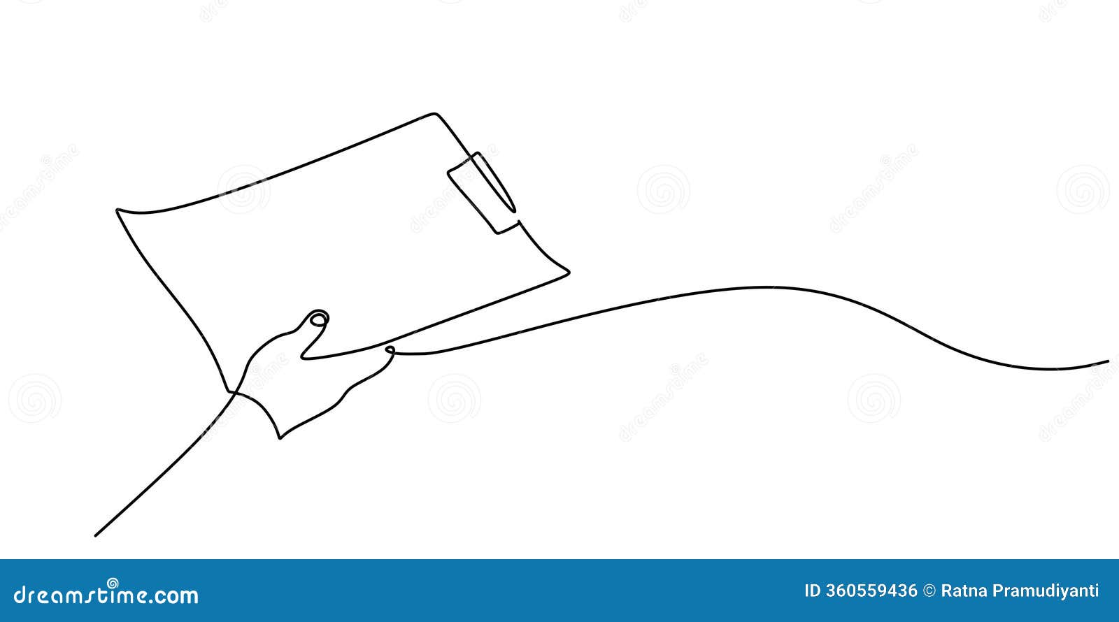 Hand Holding a Document in Continuous One Line Drawing. Symbol of ...