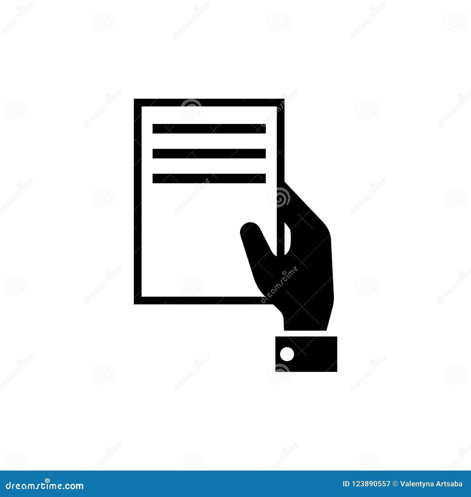 Hand Holding Document Flat Vector Icon Stock Vector - Illustration of ...