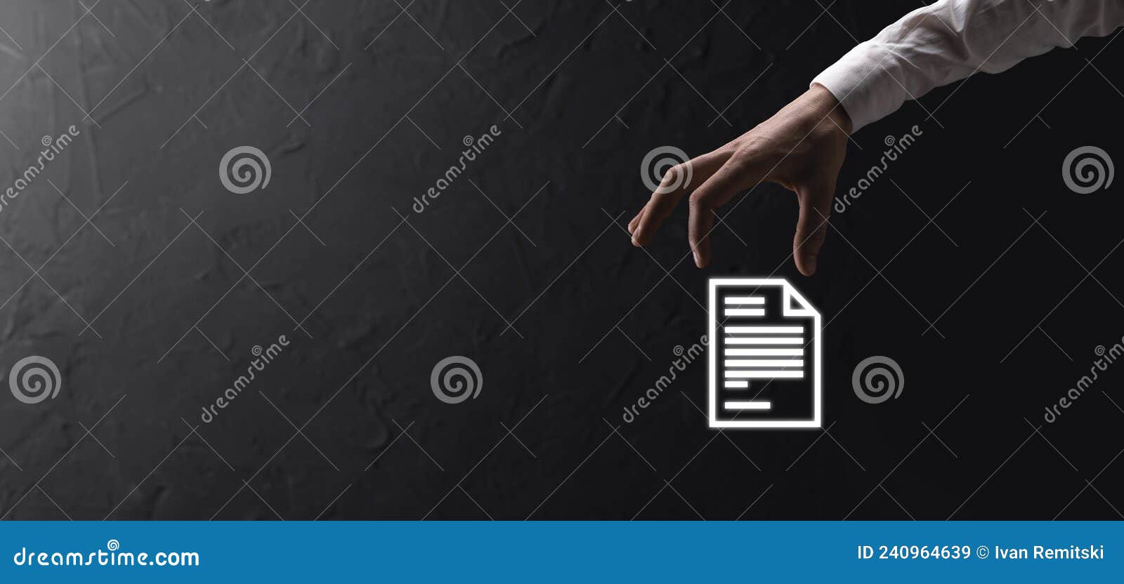 Hand Holding a Document Icon in His Hand Document Management Data ...