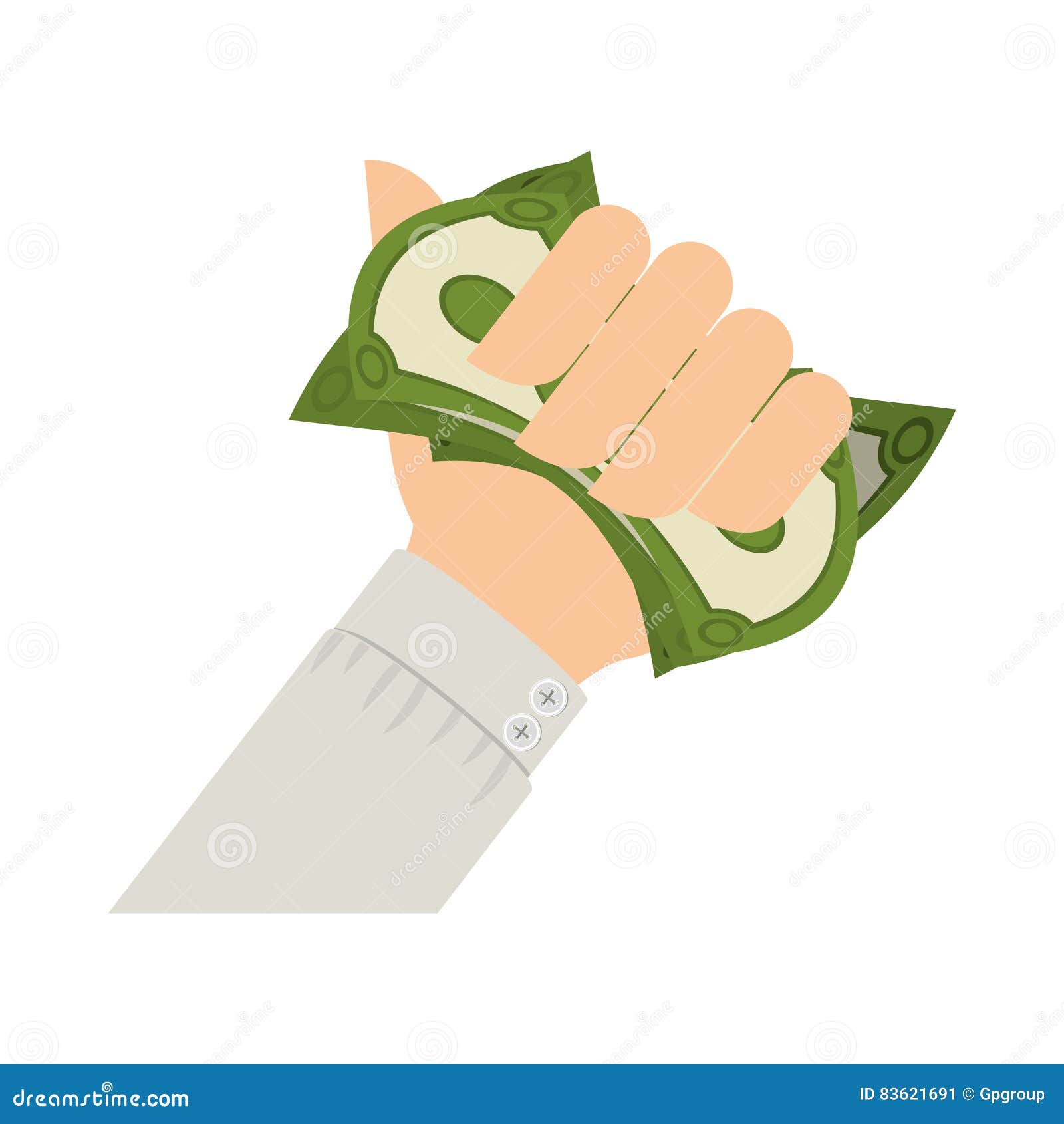 Hand Holding Dollar with Gray Sleeve Stock Vector - Illustration of ...