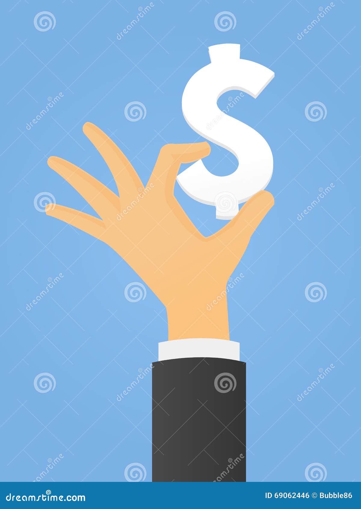 Hand Holding Dollar Sign stock illustration. Illustration of ...