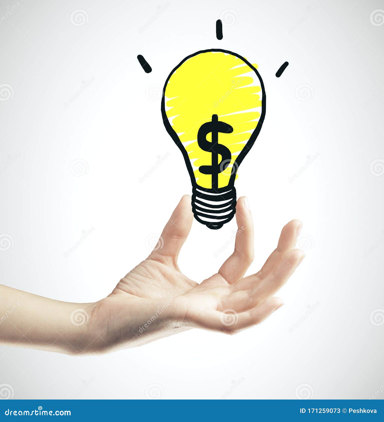 Hand Holding Drawing Lamp with Dollar Symbol Stock Image - Image of ...
