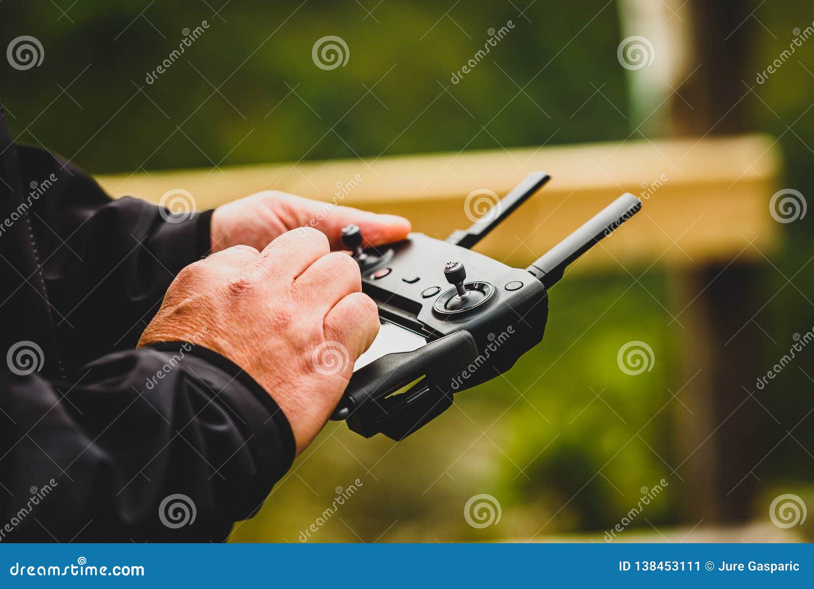 Hand Holding Drone Quadcopter UAV Remote Control Console Controls Stock ...