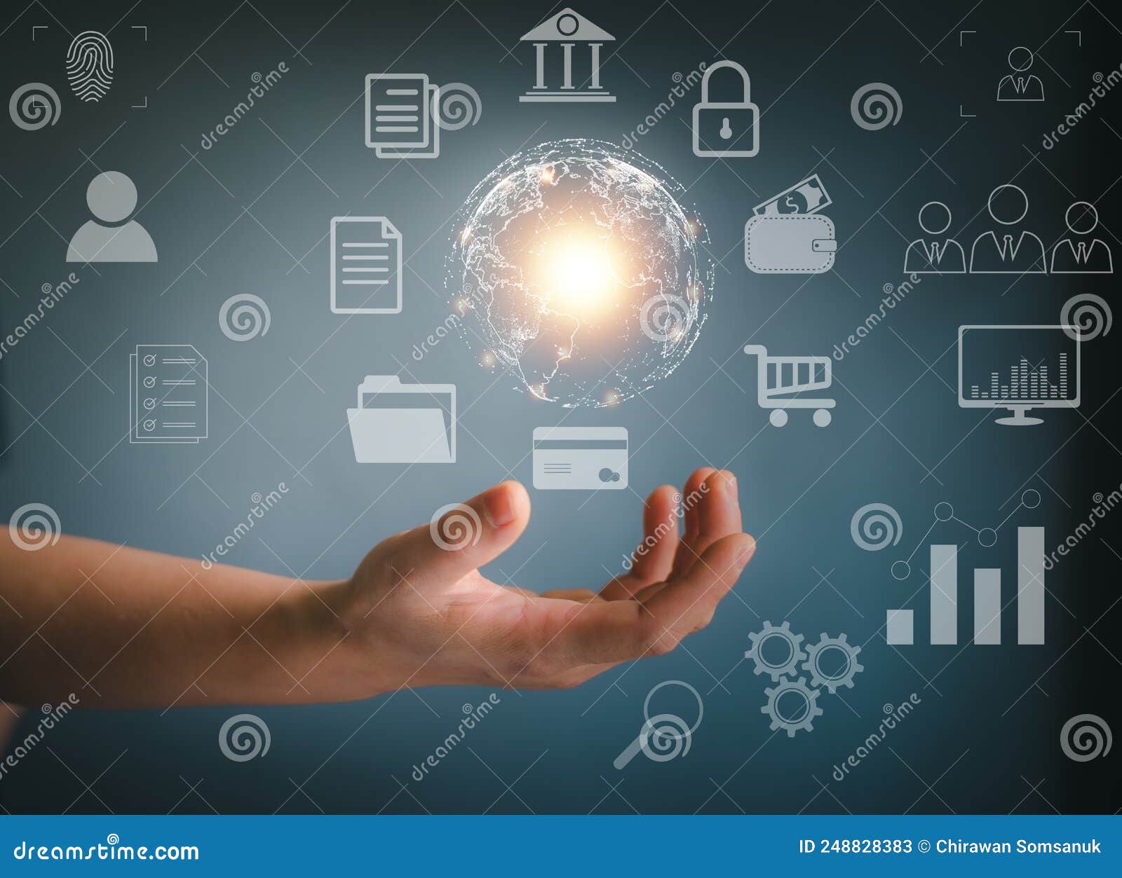 Hand Holding a Earth Globle in Technology Concept Stock Image - Image ...