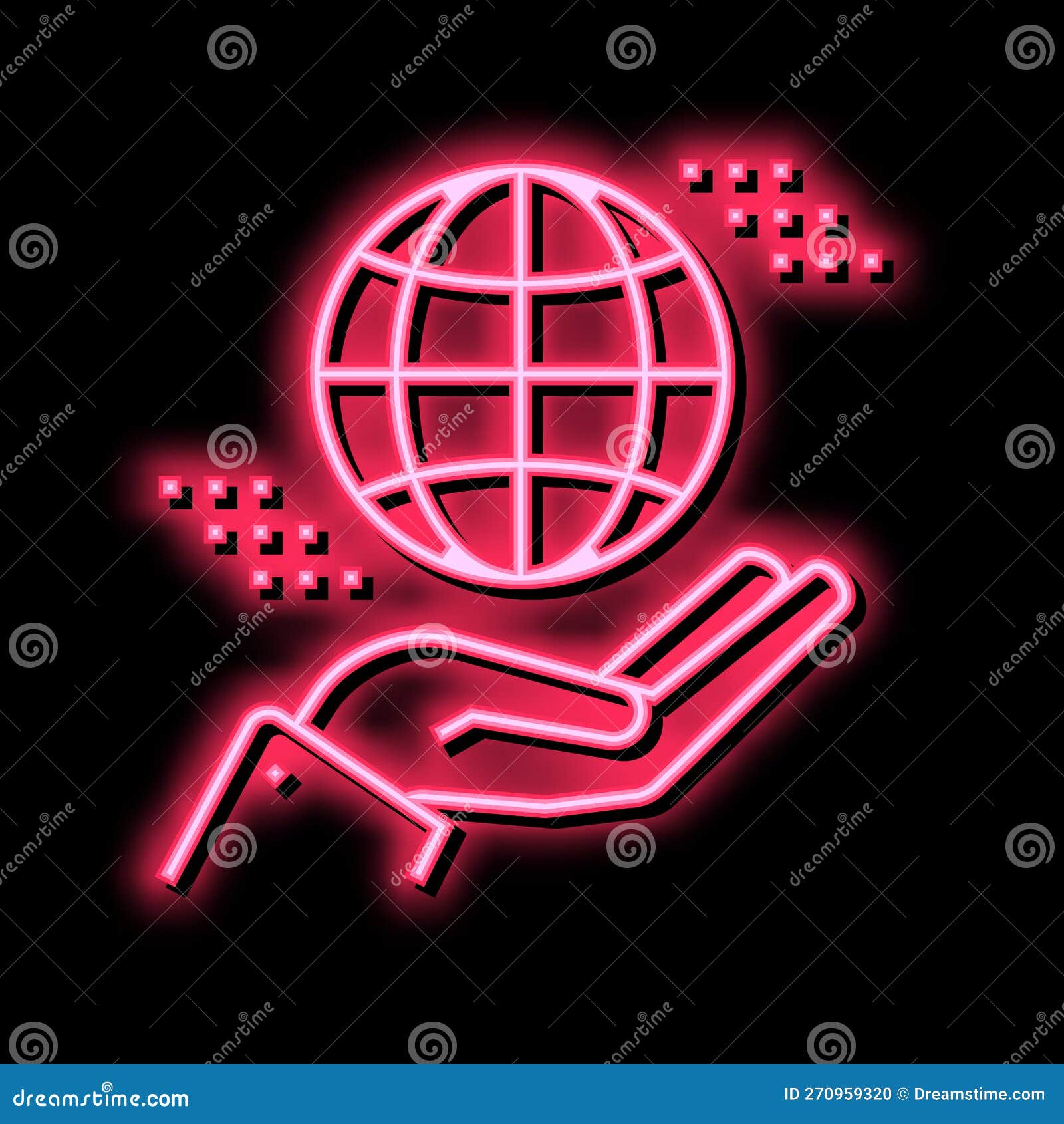 Hand Holding Earth Sphere Neon Glow Icon Illustration Stock Vector ...
