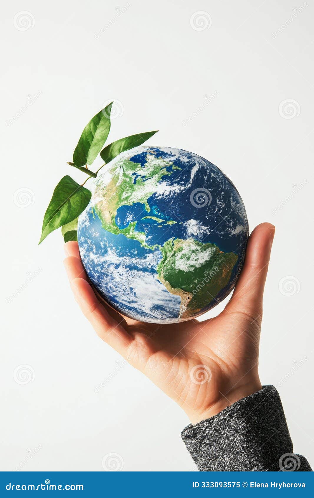 Hand Holding the Earth with a Wind Turbine on Top Stock Image - Image ...