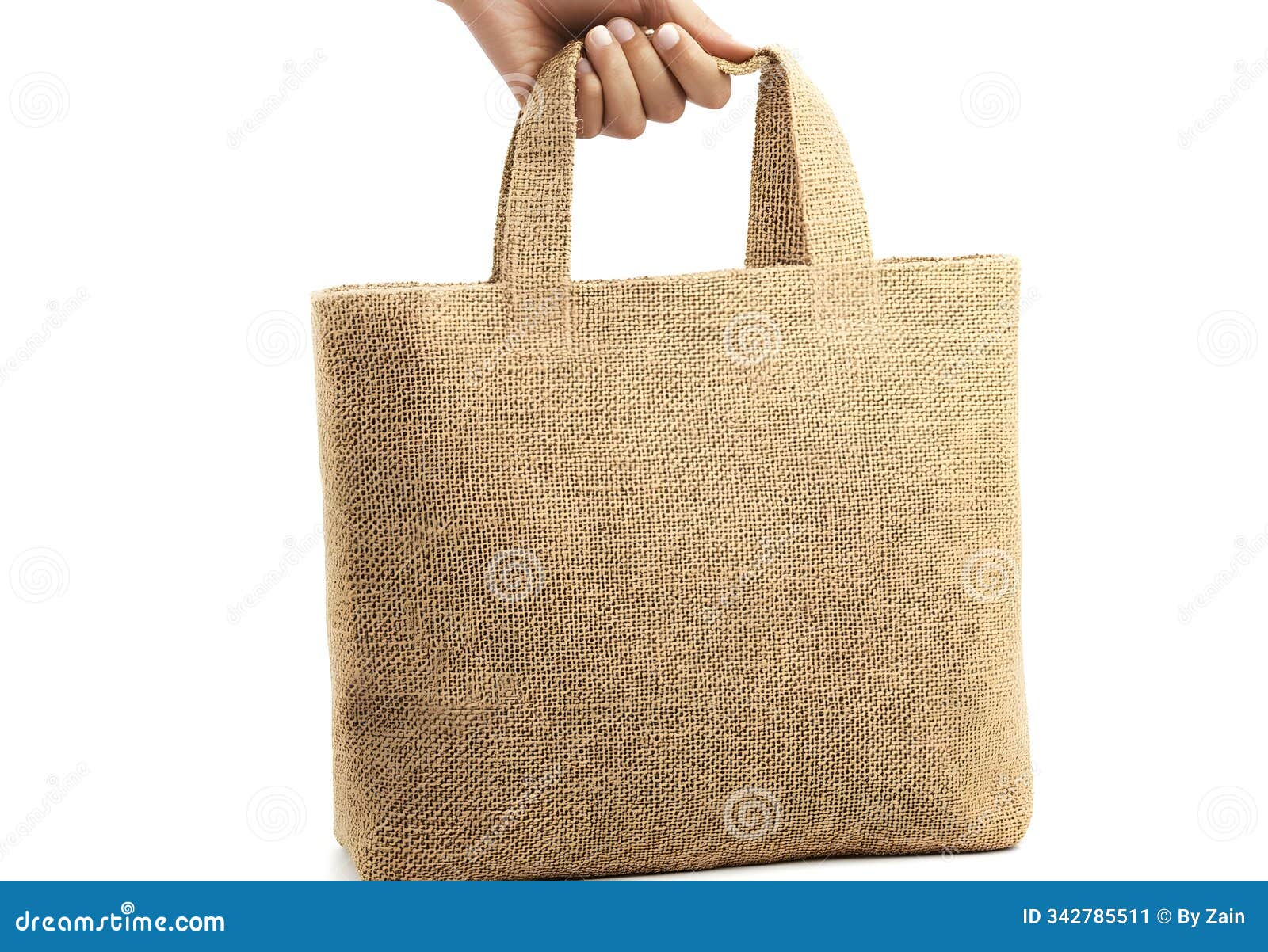 Hand Holding Eco-Friendly Jute Bag Isolated White Background Stock ...