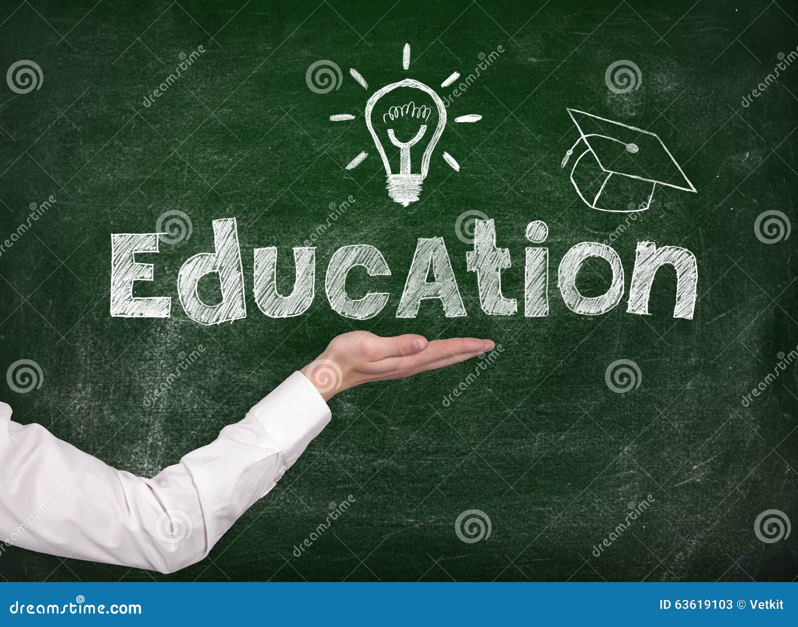 Hand Holding Education Symbol Stock Image - Image of chalkboard ...